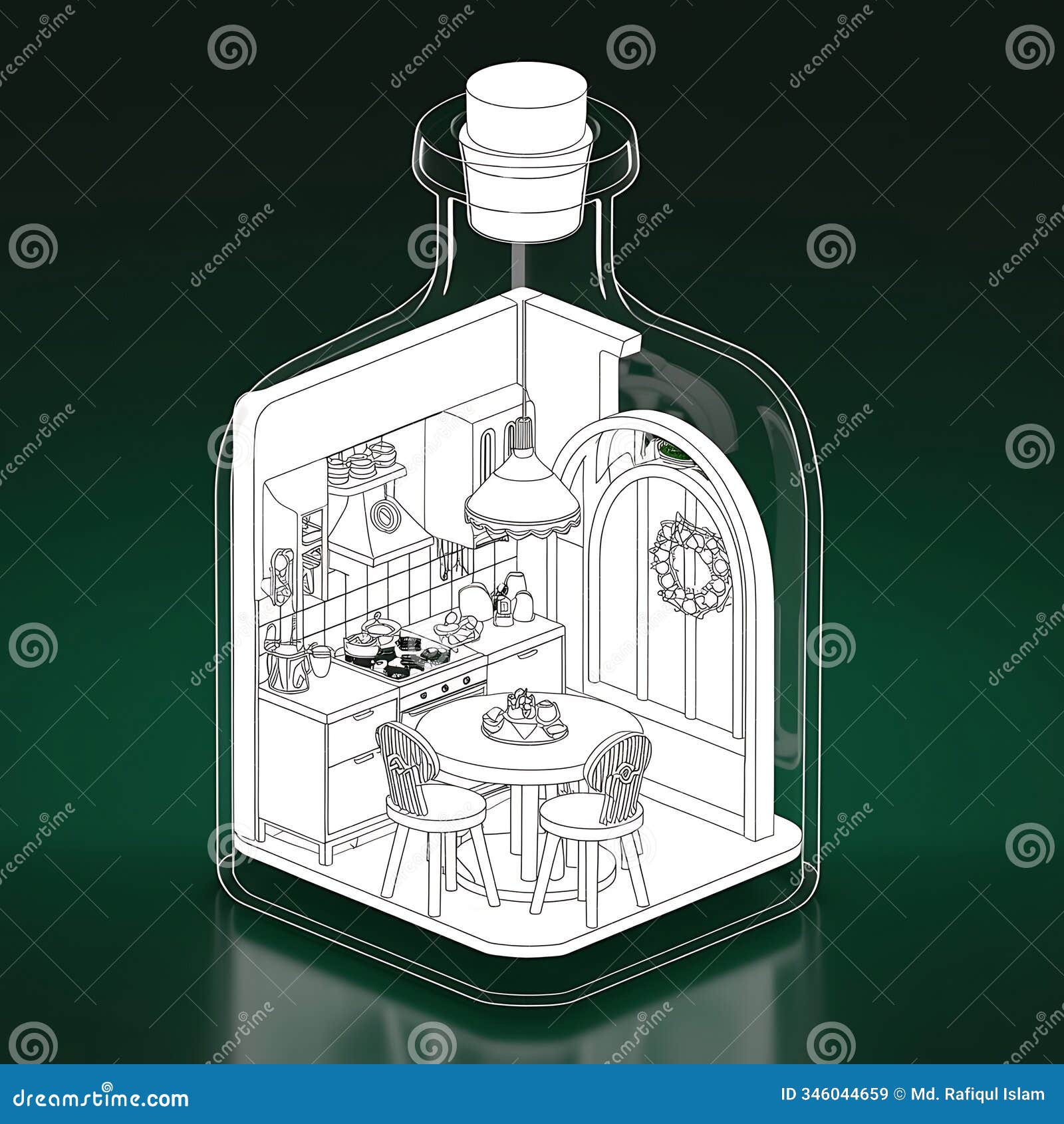 Cottage Core Coloring in a Bottle Jar Line Art Illustration Stock ...