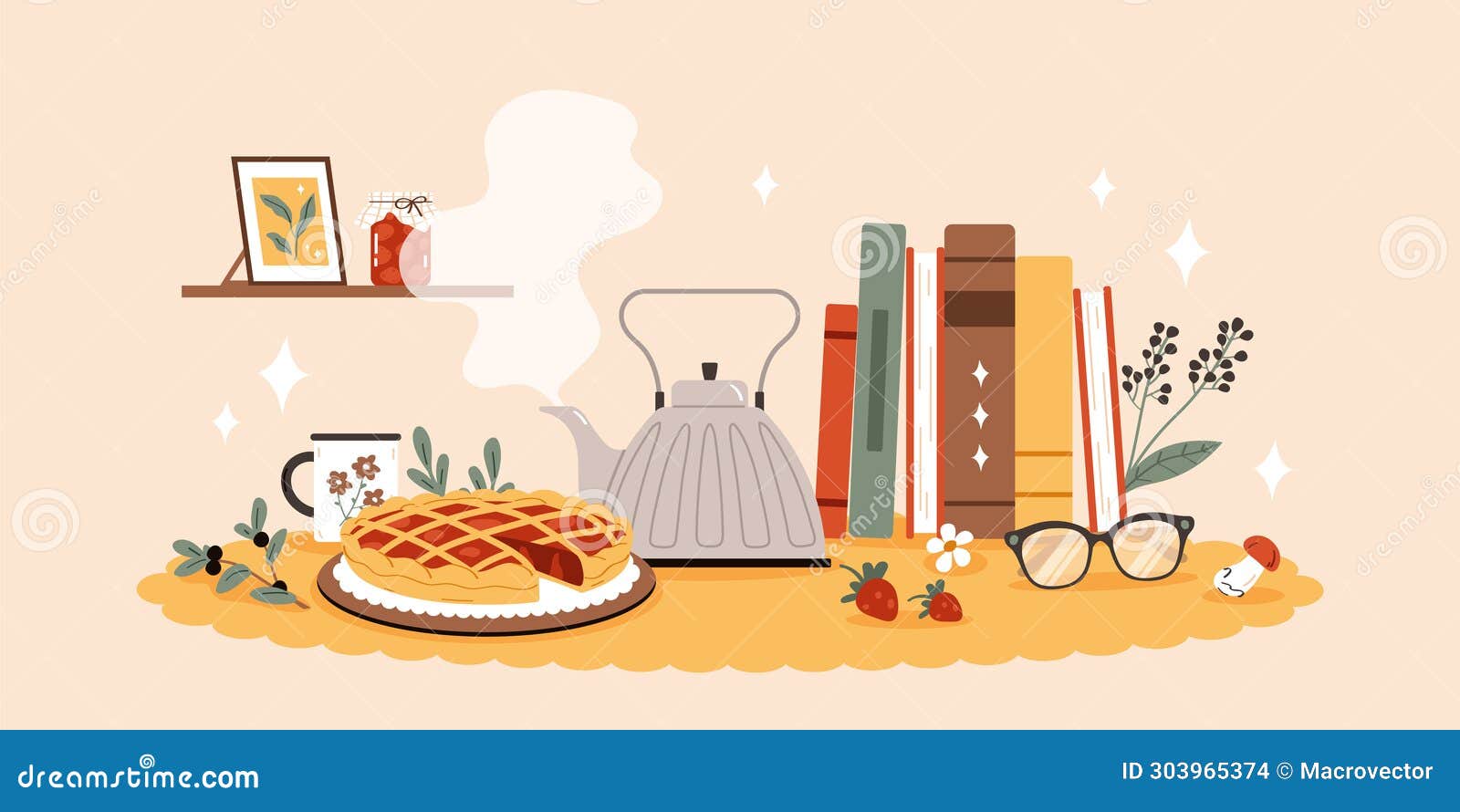 Cottage Core Illustration in Flat Design Stock Illustration ...