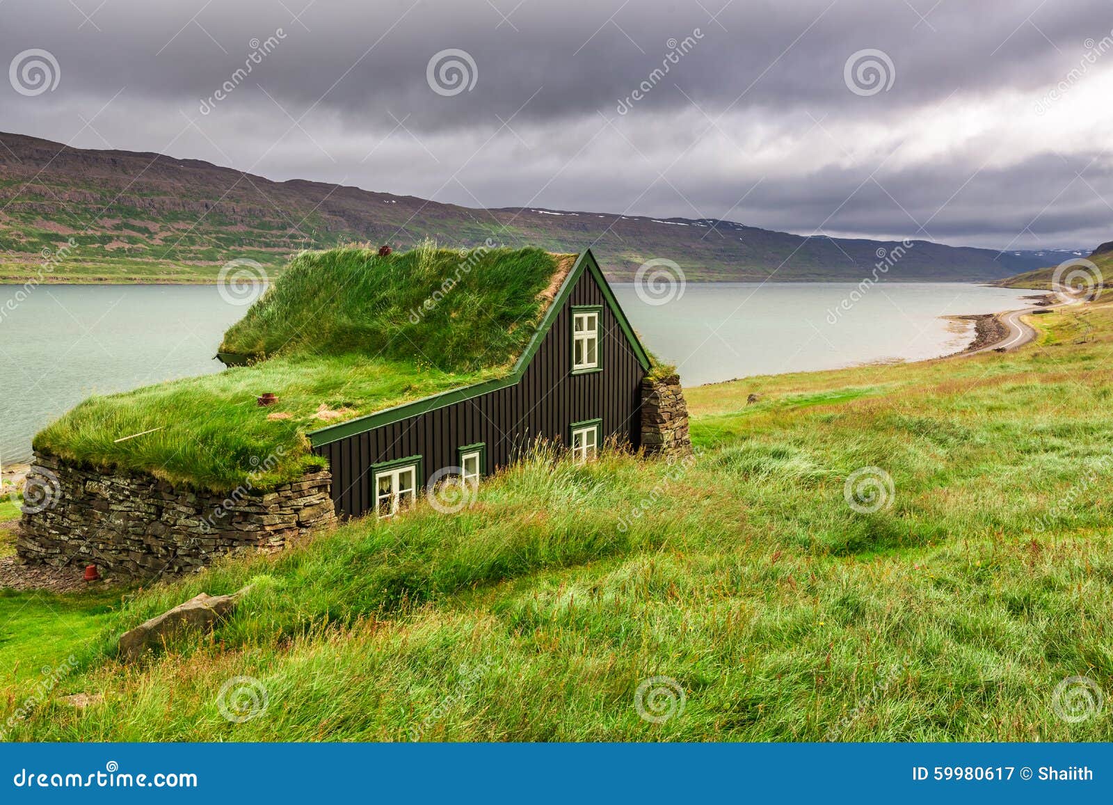 Cottage Covered with Grass on the Roof, Iceland Stock Image - Image of ...