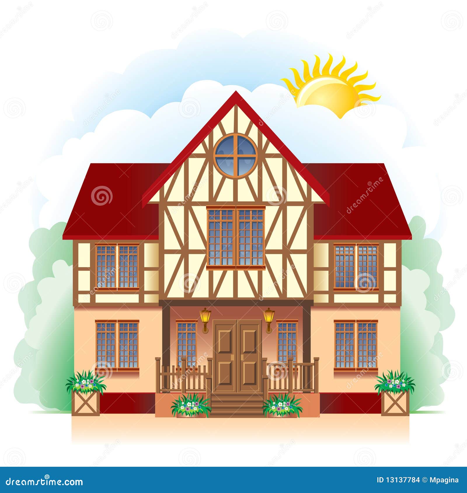 Cottage (detailed drawing) stock vector. Illustration of construction ...