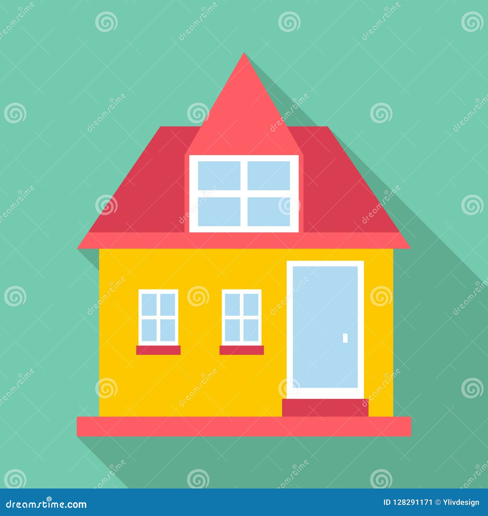Cottage House Icon, Flat Style Stock Illustration - Illustration of ...