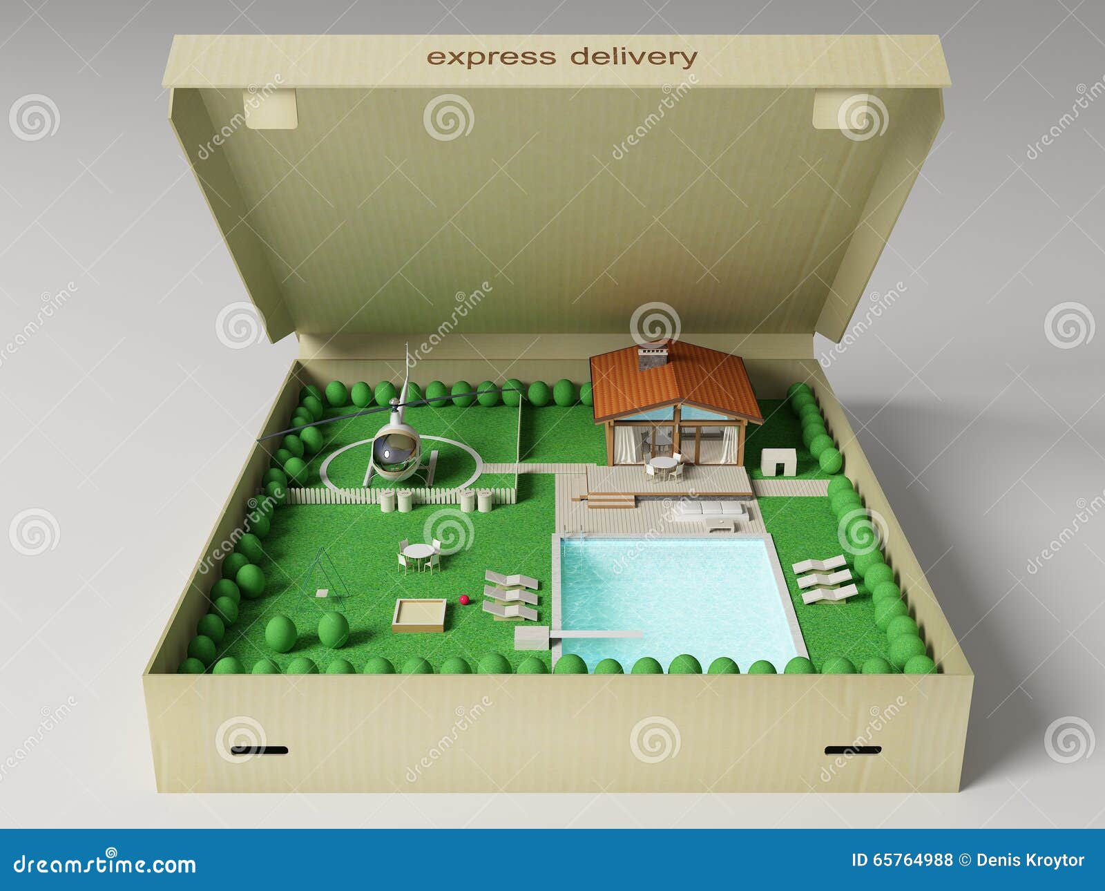 Cottage with Land in the Box Stock Illustration - Illustration of ...