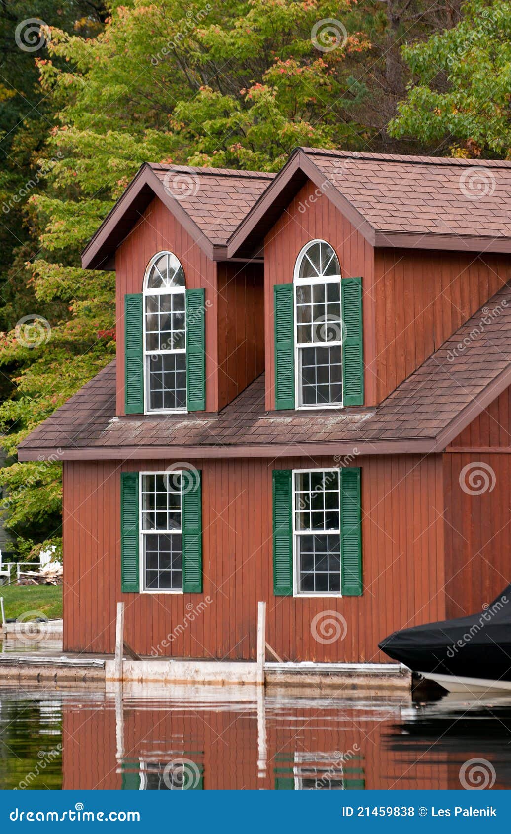 Cottage with large windows stock photo. Image of boathouse - 21459838
