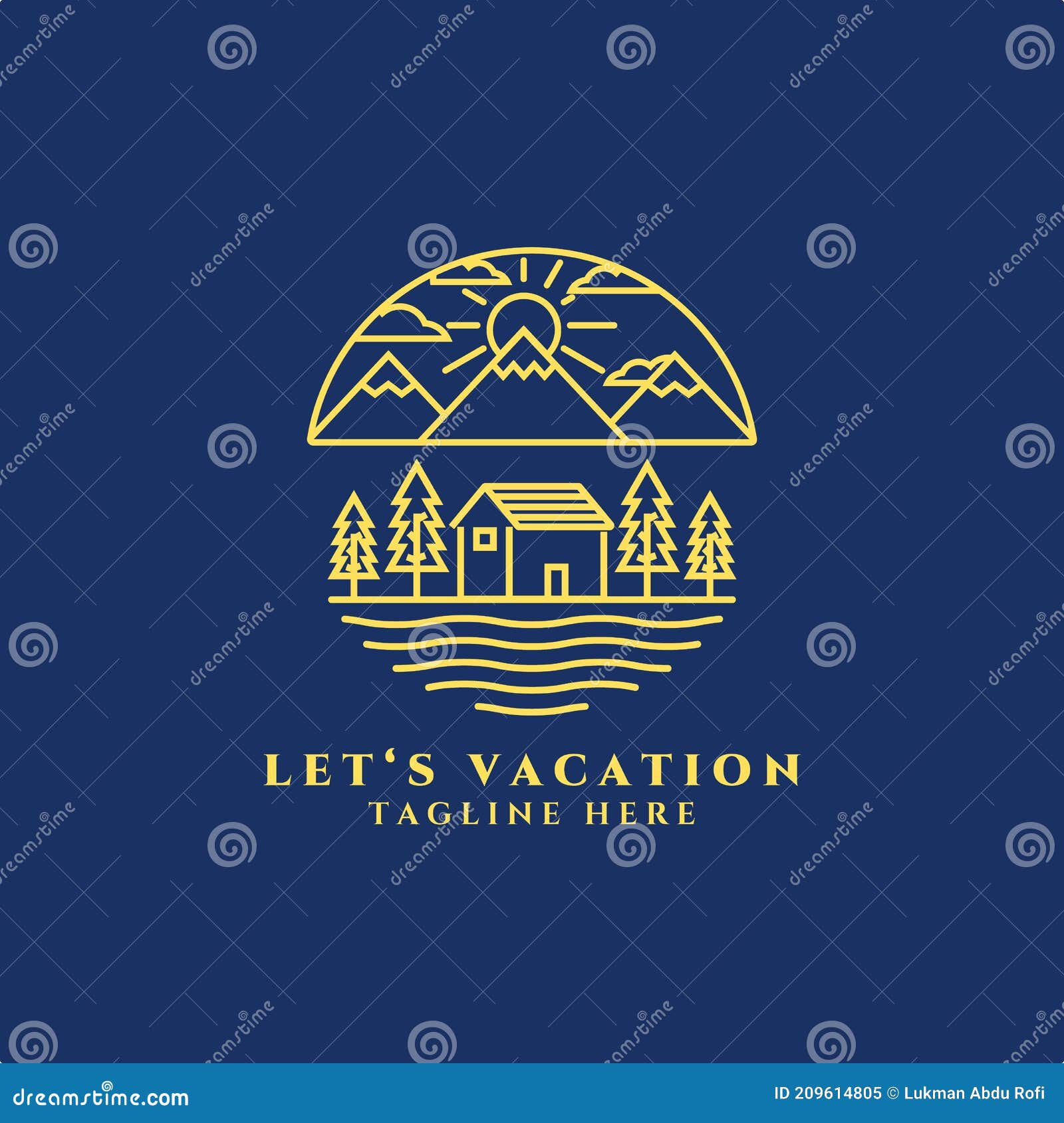 Cottage Line Art Logo Vector Illustration Design , Line Art, Cabin Line ...