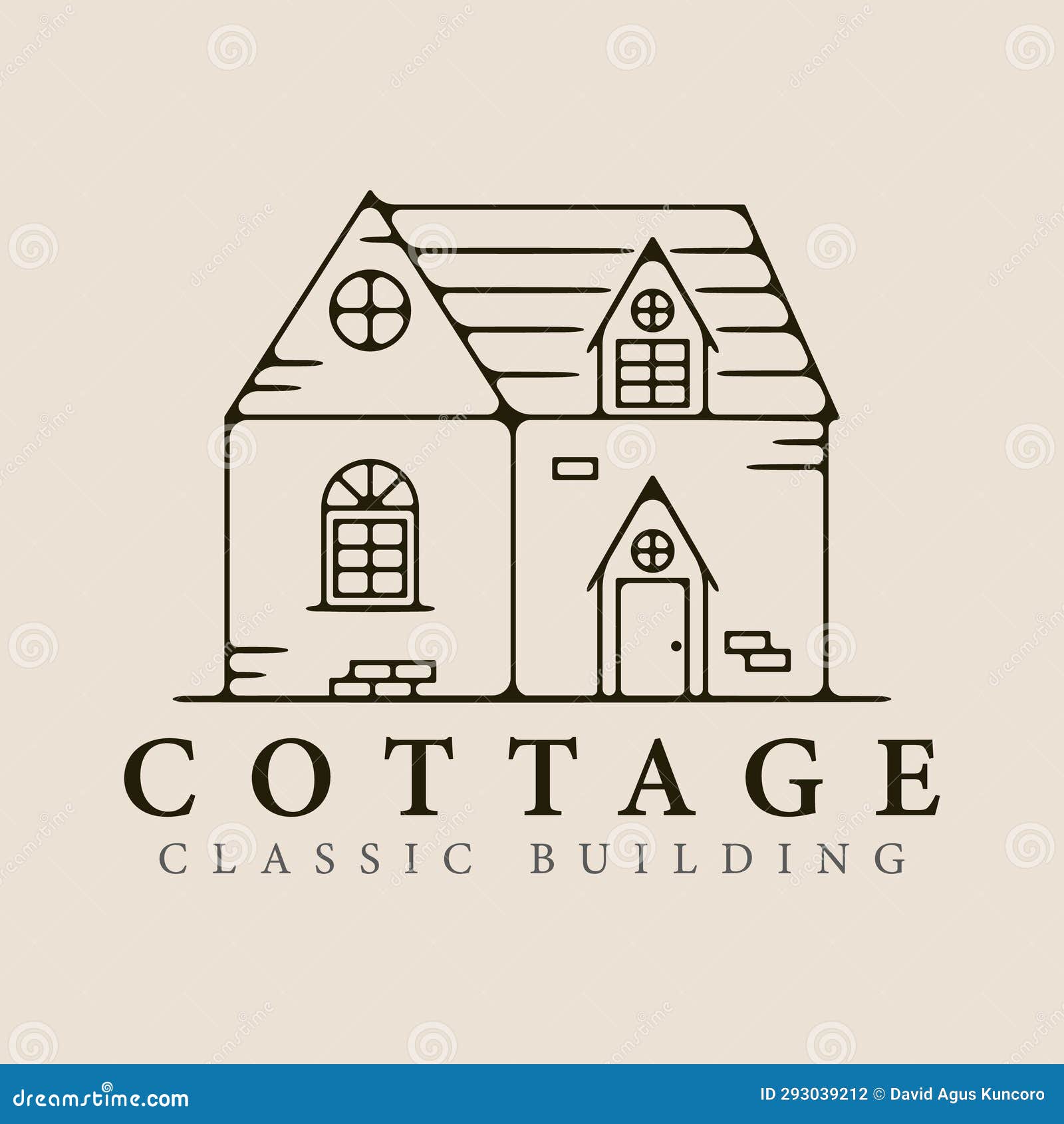 Cottage Line Art Logo Vector Illustration Template Design Stock ...