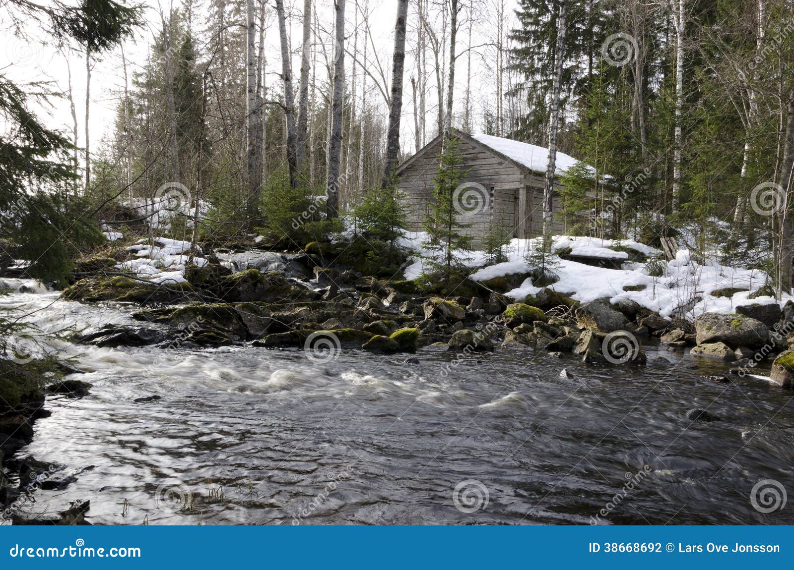 Cottage stock photo. Image of stream, cottage, river - 38668692