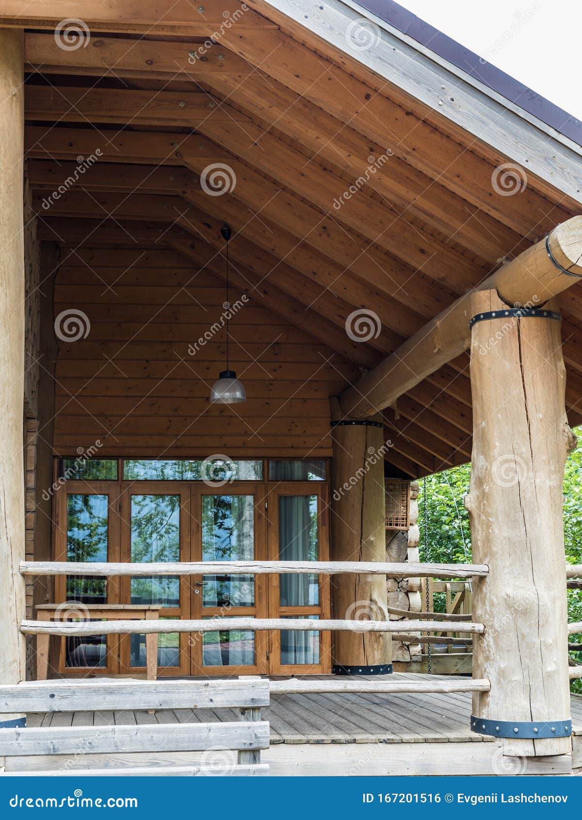 Cottage from a Log House of Large Trees a Veranda Stock Photo - Image ...
