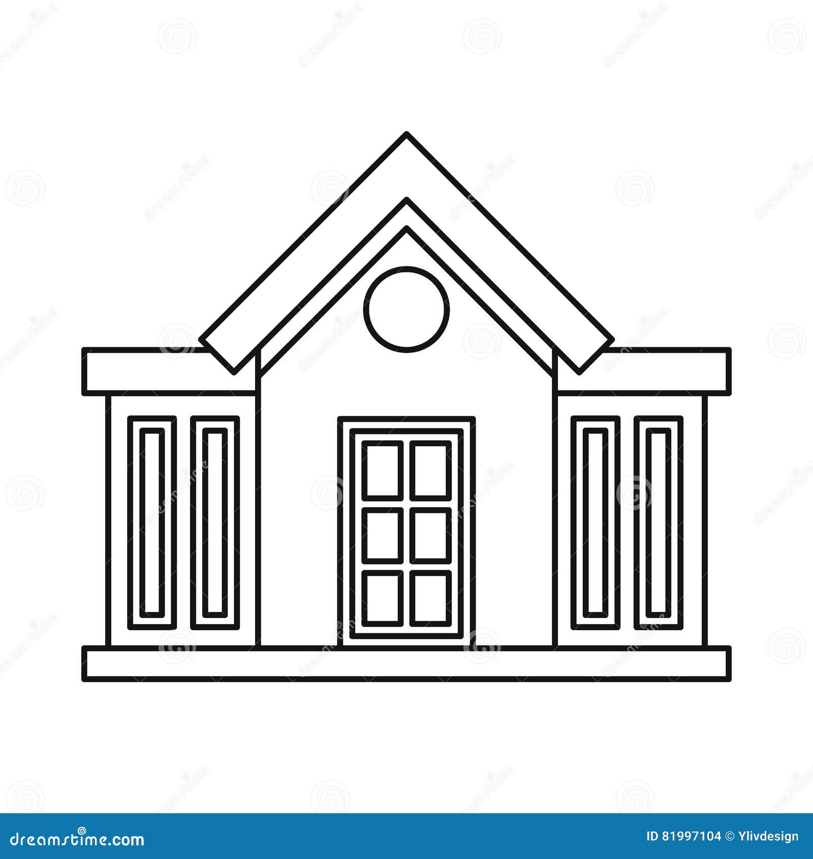 Cottage with Narrow Windows Icon, Outline Style Stock Vector ...