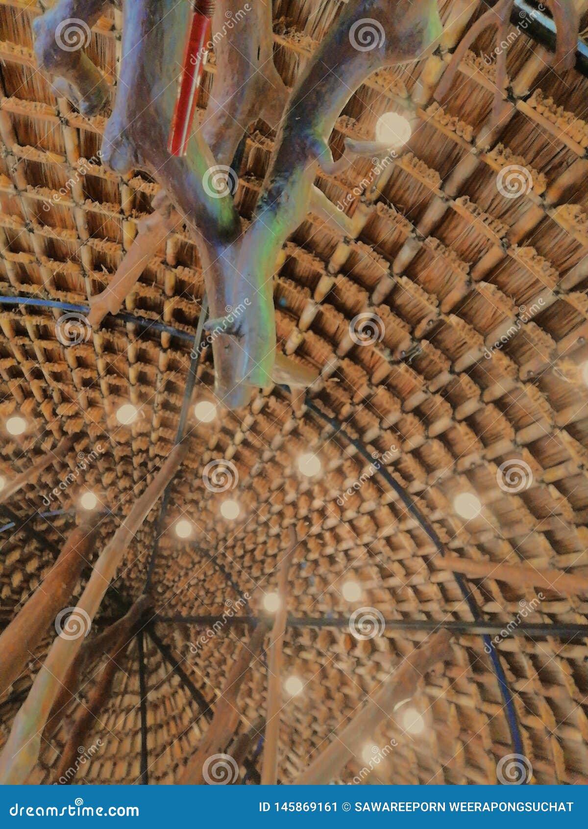 Building of Rice Straw and Wood with Light Stock Image - Image of ...