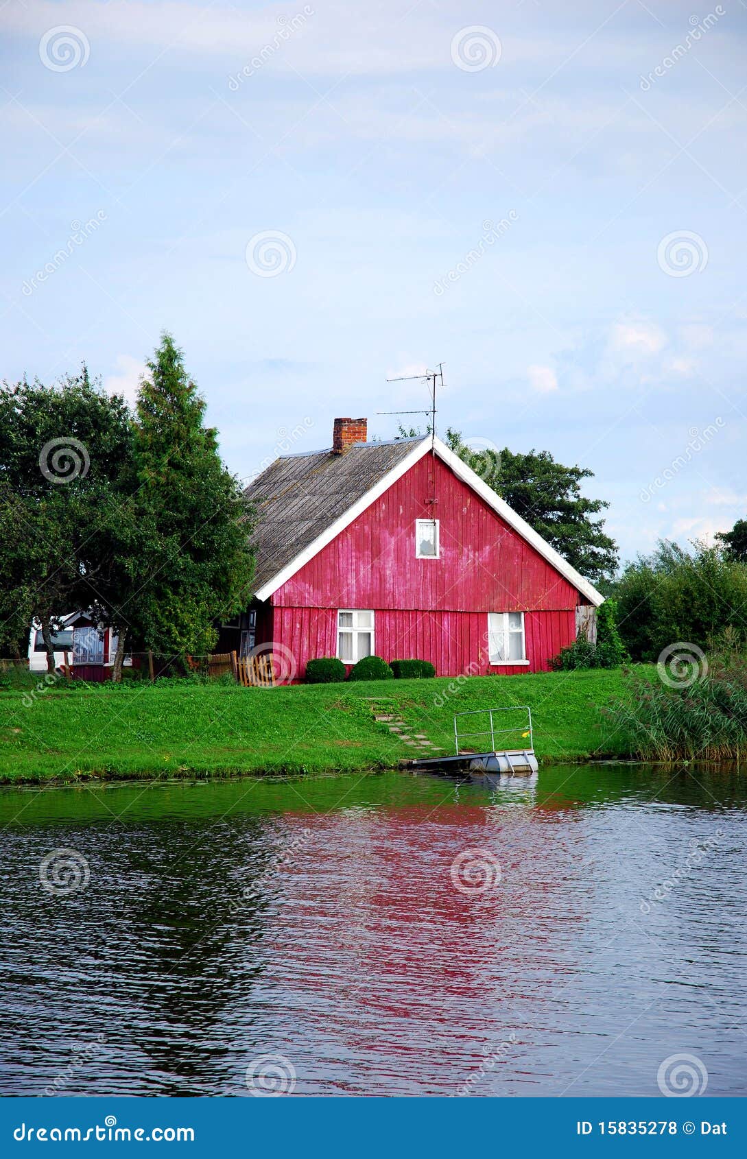 Cottage by the river stock photo. Image of homestead - 15835278