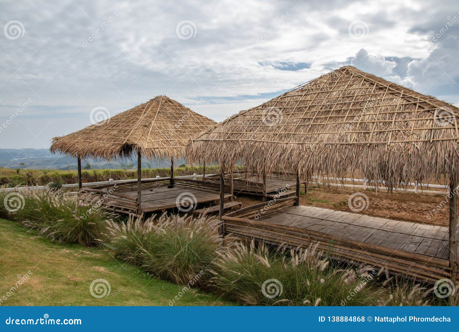 Cottage Roof Made from Bulrush and Floor Made with Bamboo Stock Photo ...