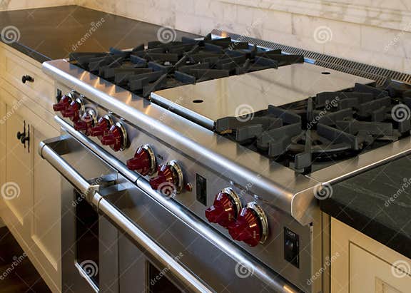 Cottage Style Kitchen Gas Cooking Range Stock Image - Image of modern ...