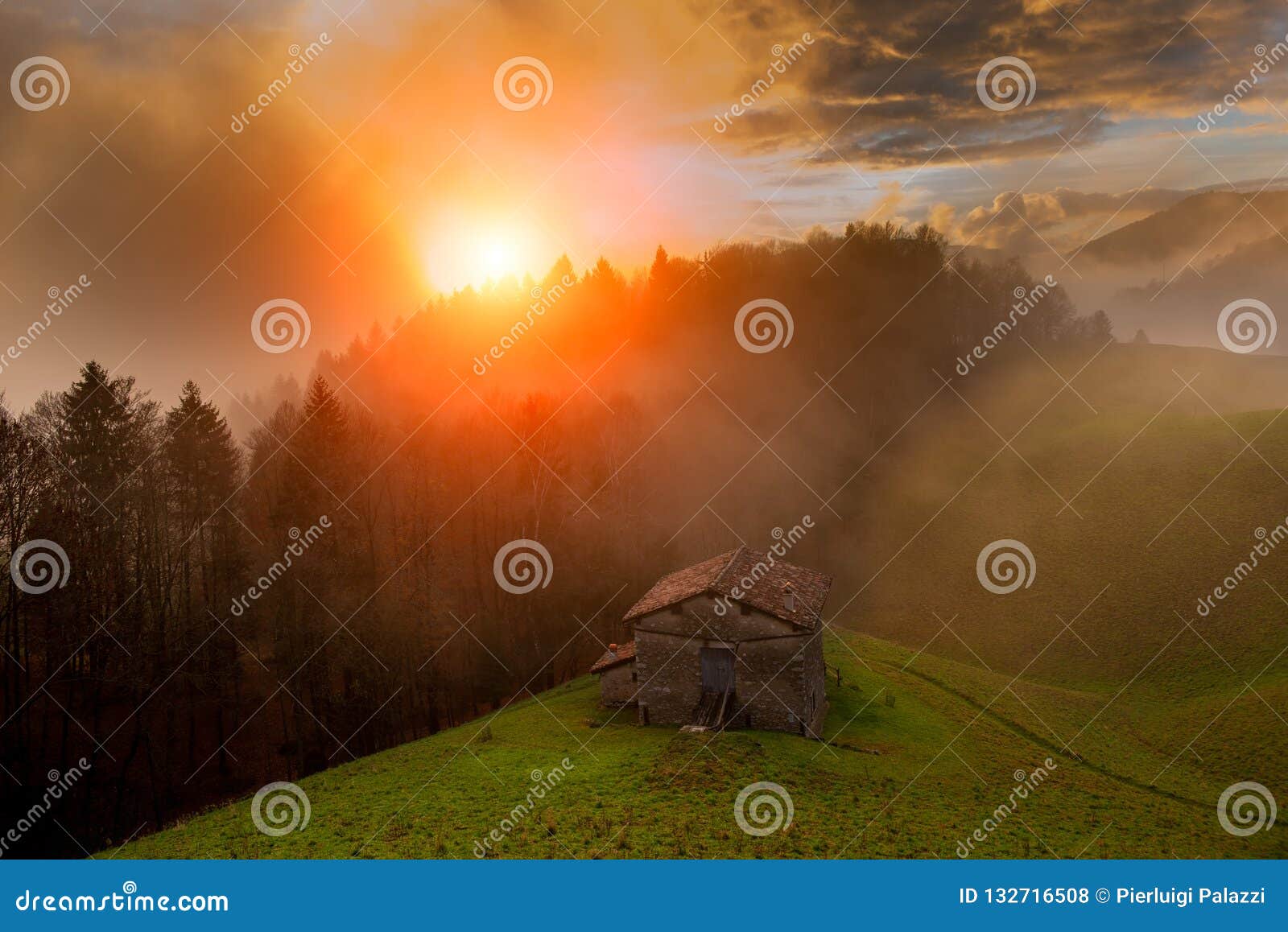 Cottage at sunset stock photo. Image of adventure, outdoor - 132716508
