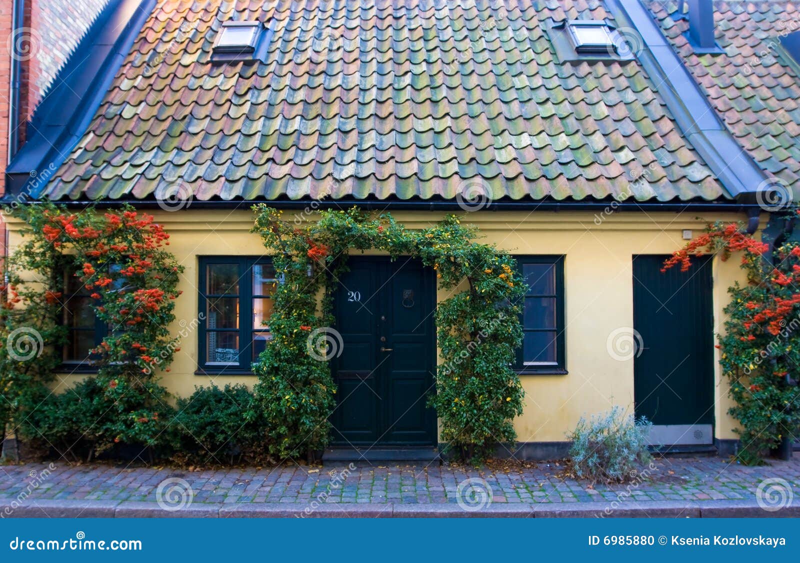 Cottage with tile roof stock photo. Image of idyllic, green - 6985880