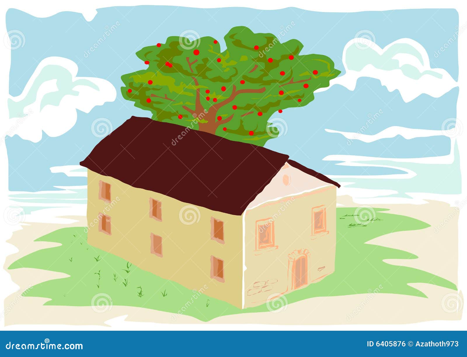 Cottage Vector stock vector. Illustration of roof, garden - 6405876