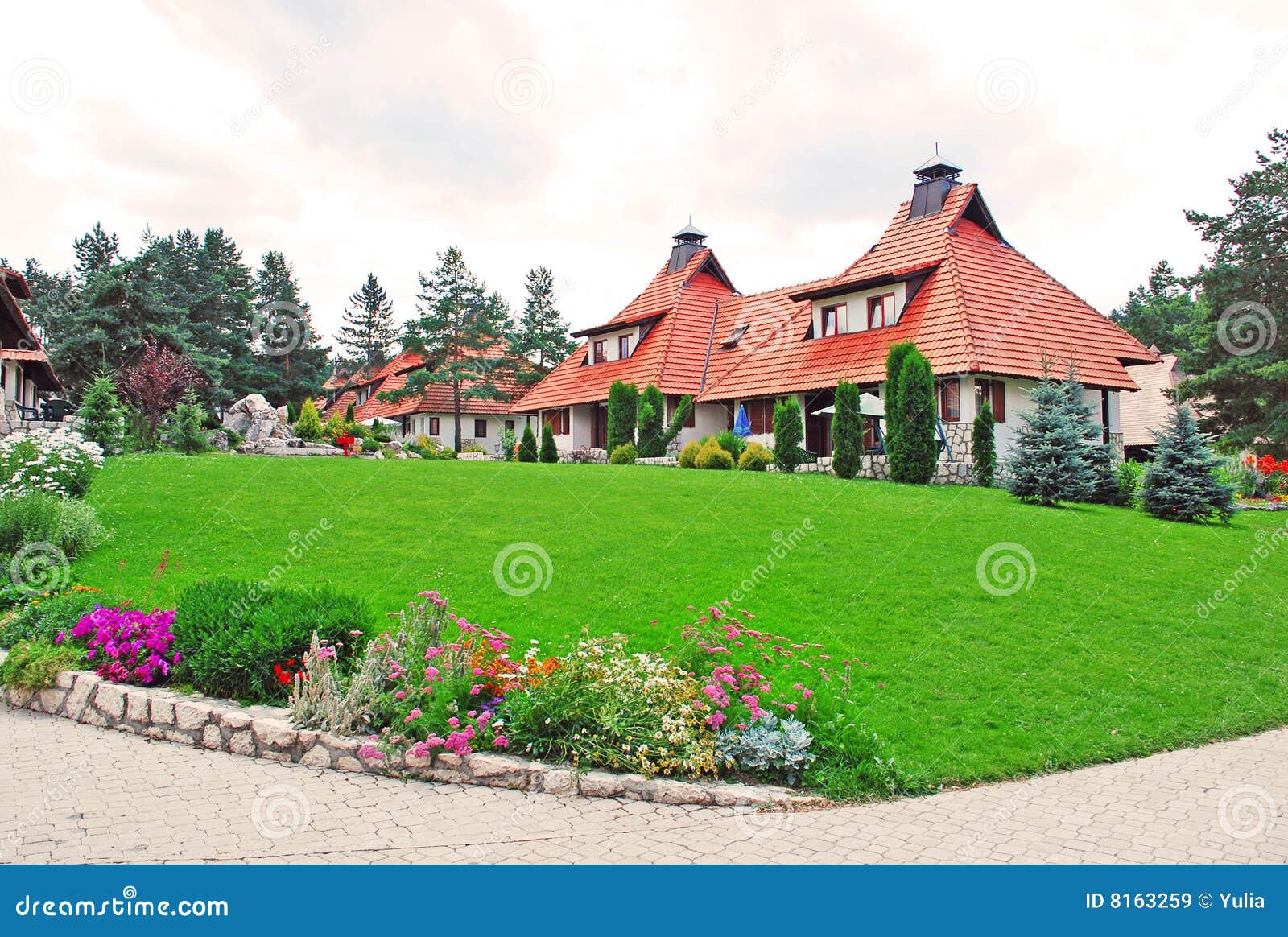 Cottage village - lawn stock image. Image of outdoor, ecology - 8163259
