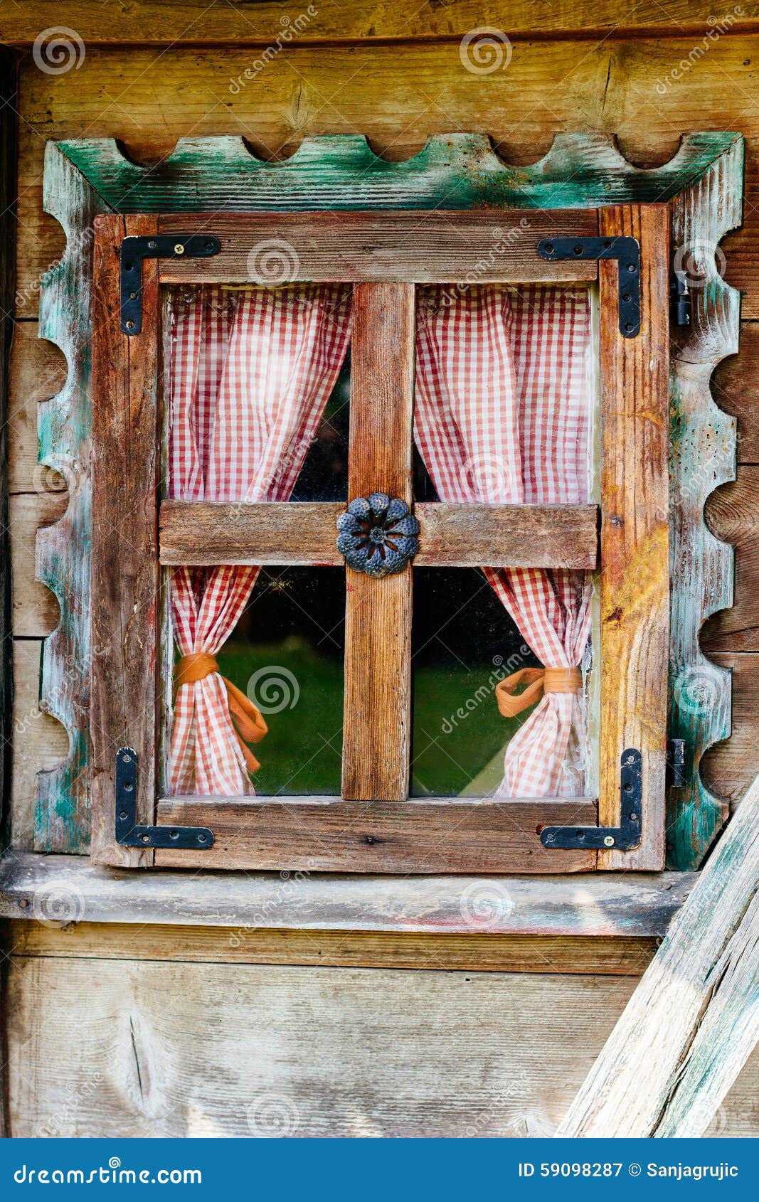 Cottage Window with Curtains Stock Image - Image of backgrounds ...