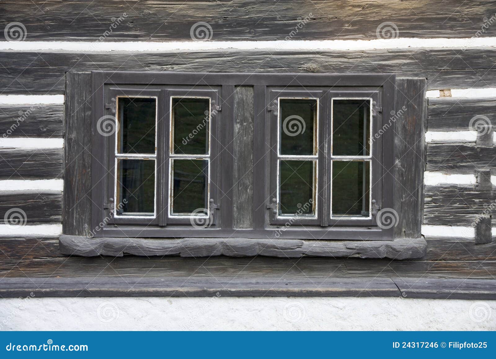 Cottage windows stock photo. Image of czech, village - 24317246