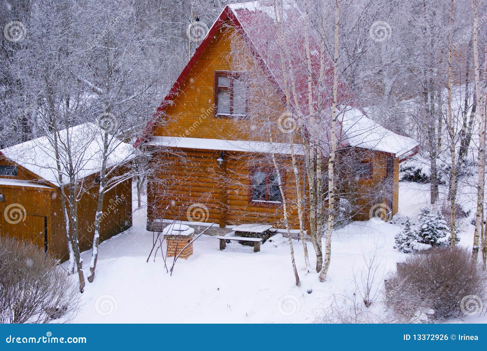 Cottage in winter stock photo. Image of home, wintertime - 13372926