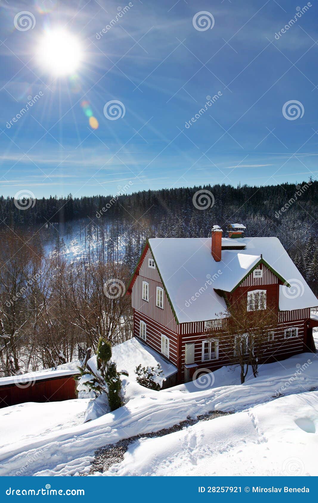 Cottage in winter stock image. Image of mountains, cold - 28257921