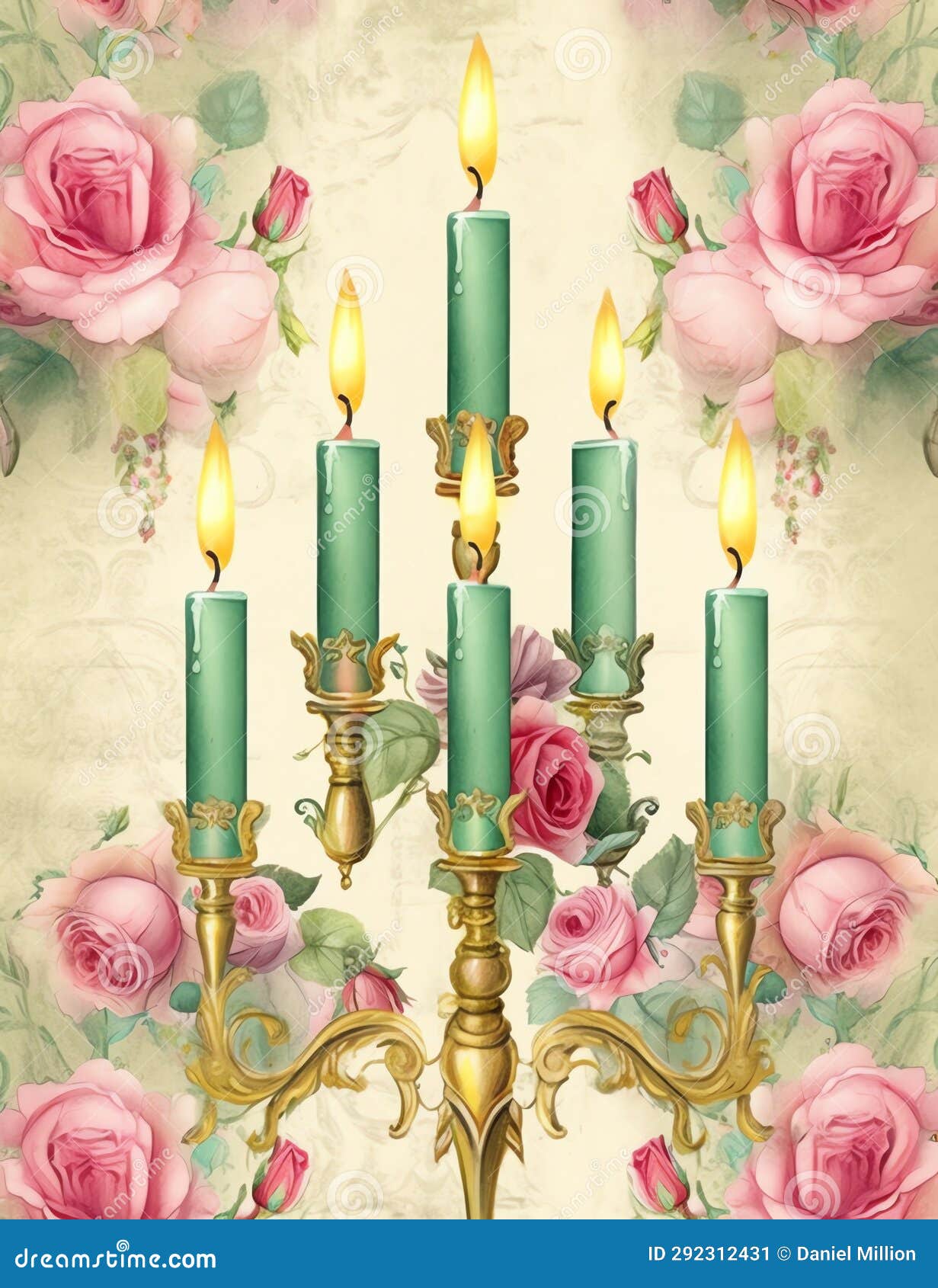 Cottagecore Candle Old Paper, Vintage Digital Paper Stock Illustration ...