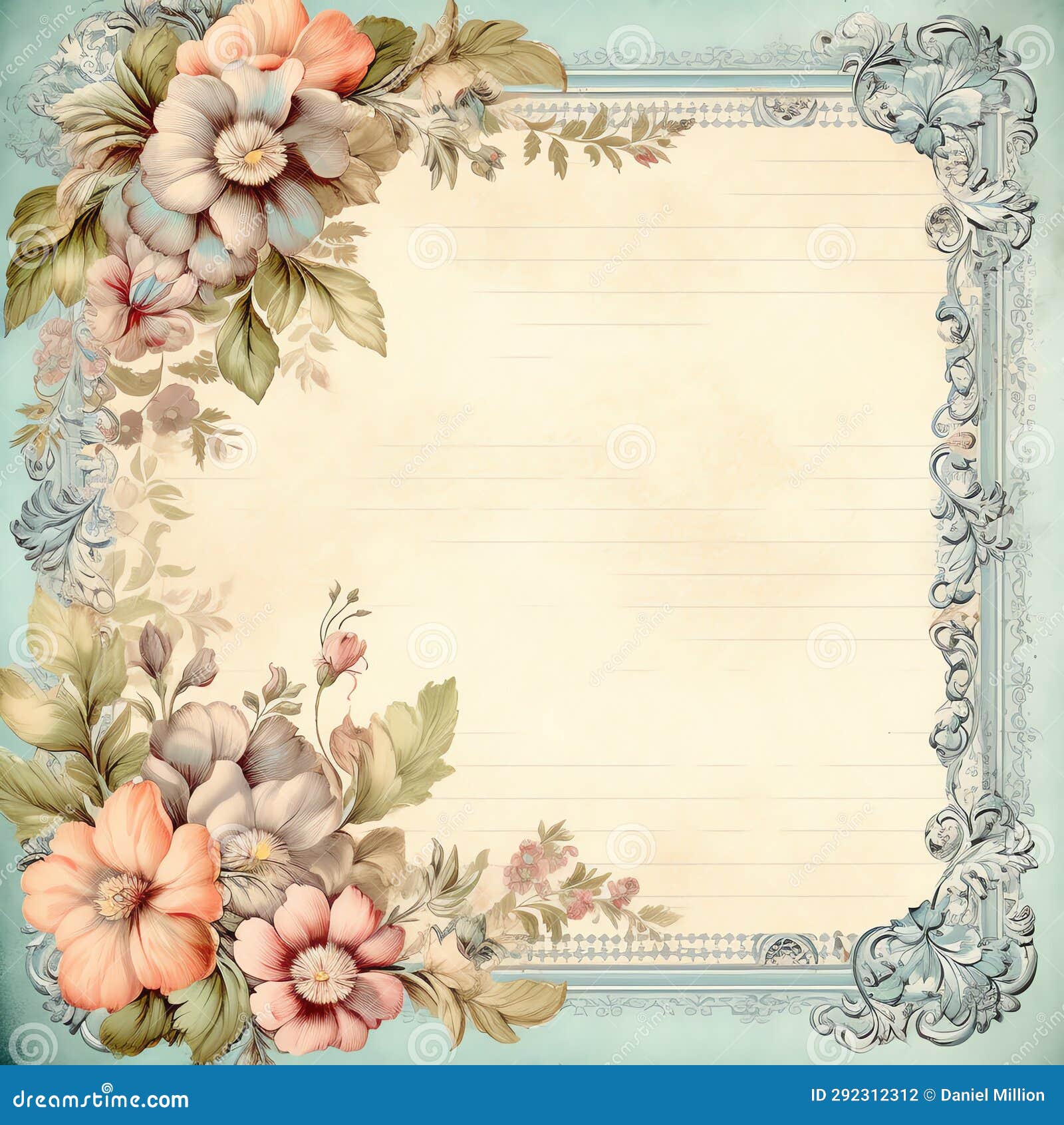 Cottagecore Floral Lined Paper Old Paper, Vintage Digital Paper Royalty ...