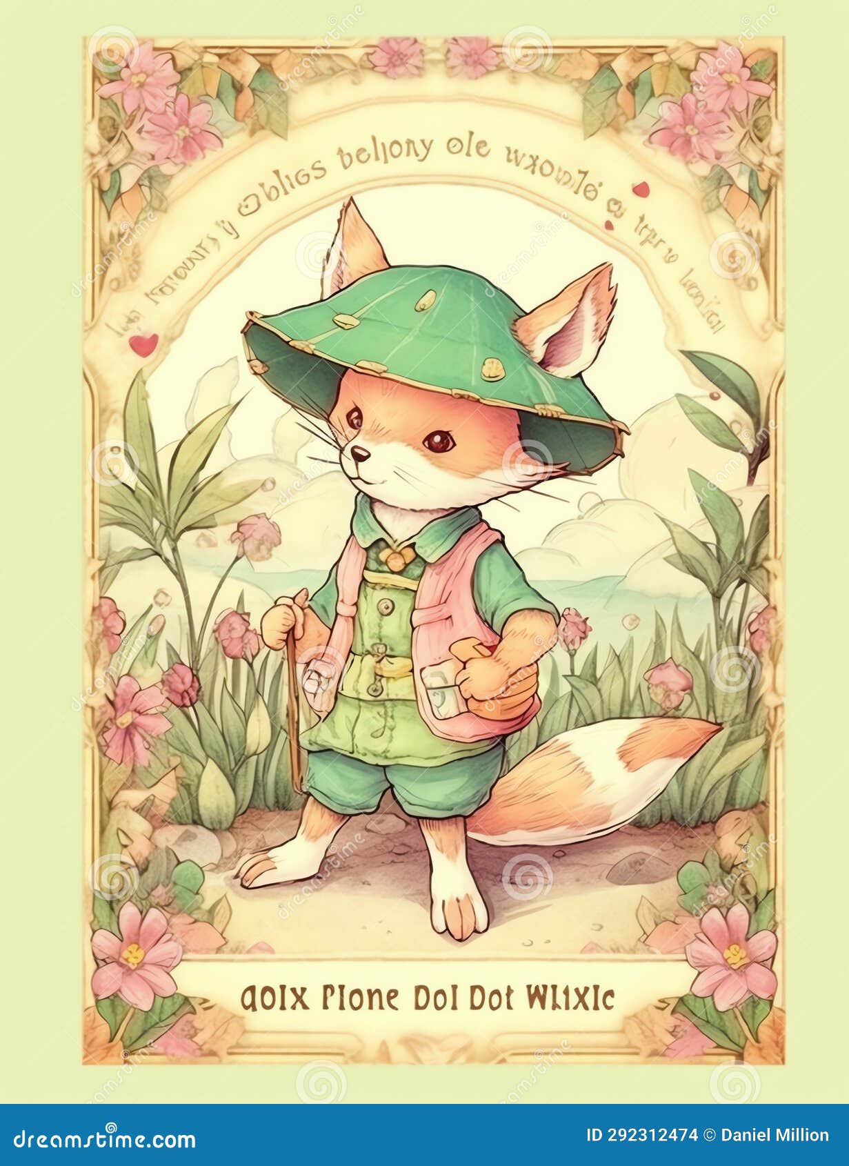 Cottagecore Fox Old Paper, Vintage Digital Paper Stock Illustration ...