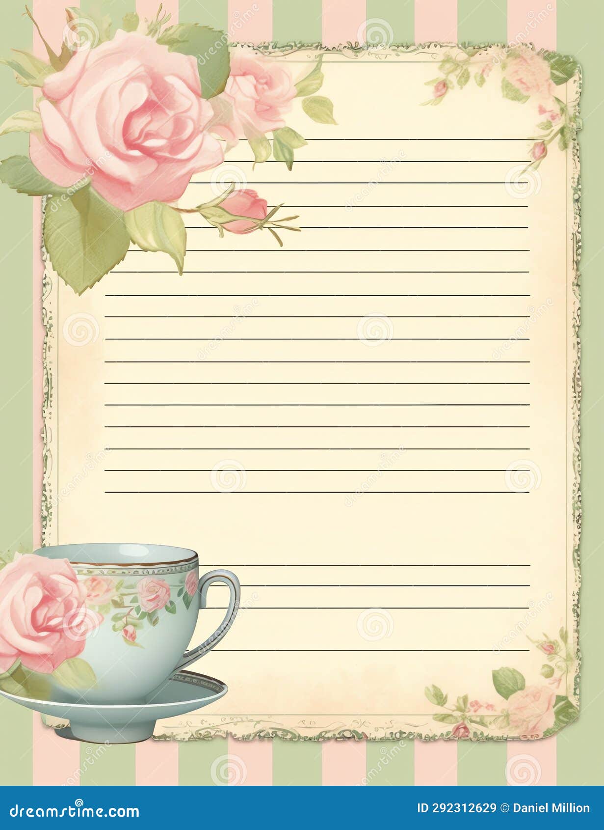 Cottagecore Tea Lined Paper Old Paper, Vintage Digital Paper Stock ...