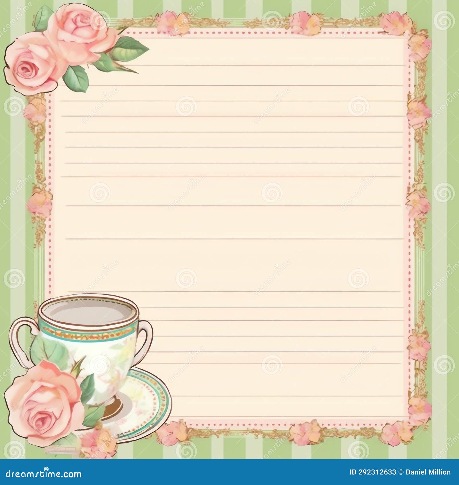 Cottagecore Tea Lined Paper Old Paper, Vintage Digital Paper Stock ...