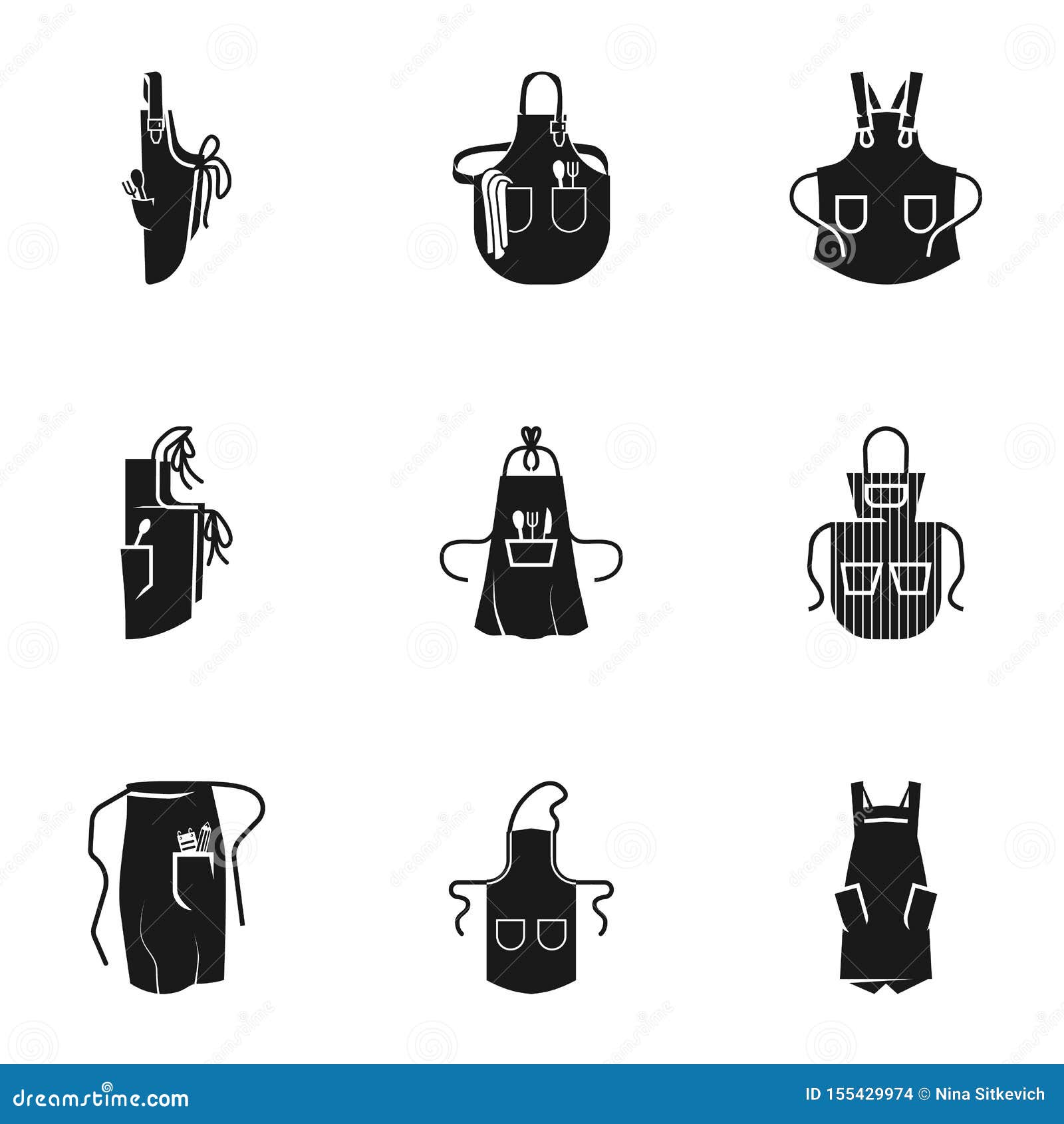 Cotton Apron Icon Set, Simple Style Stock Vector - Illustration of ...