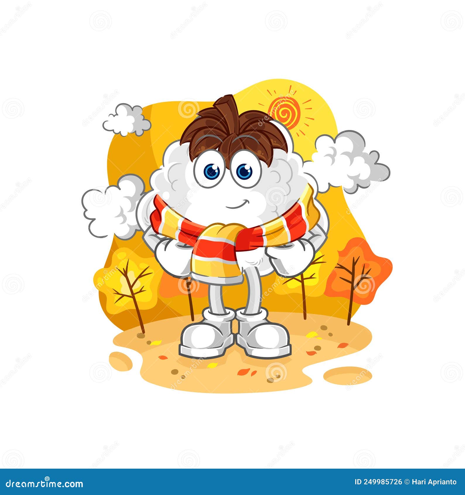 Cotton in the Autumn. Cartoon Mascot Vector Stock Vector - Illustration ...
