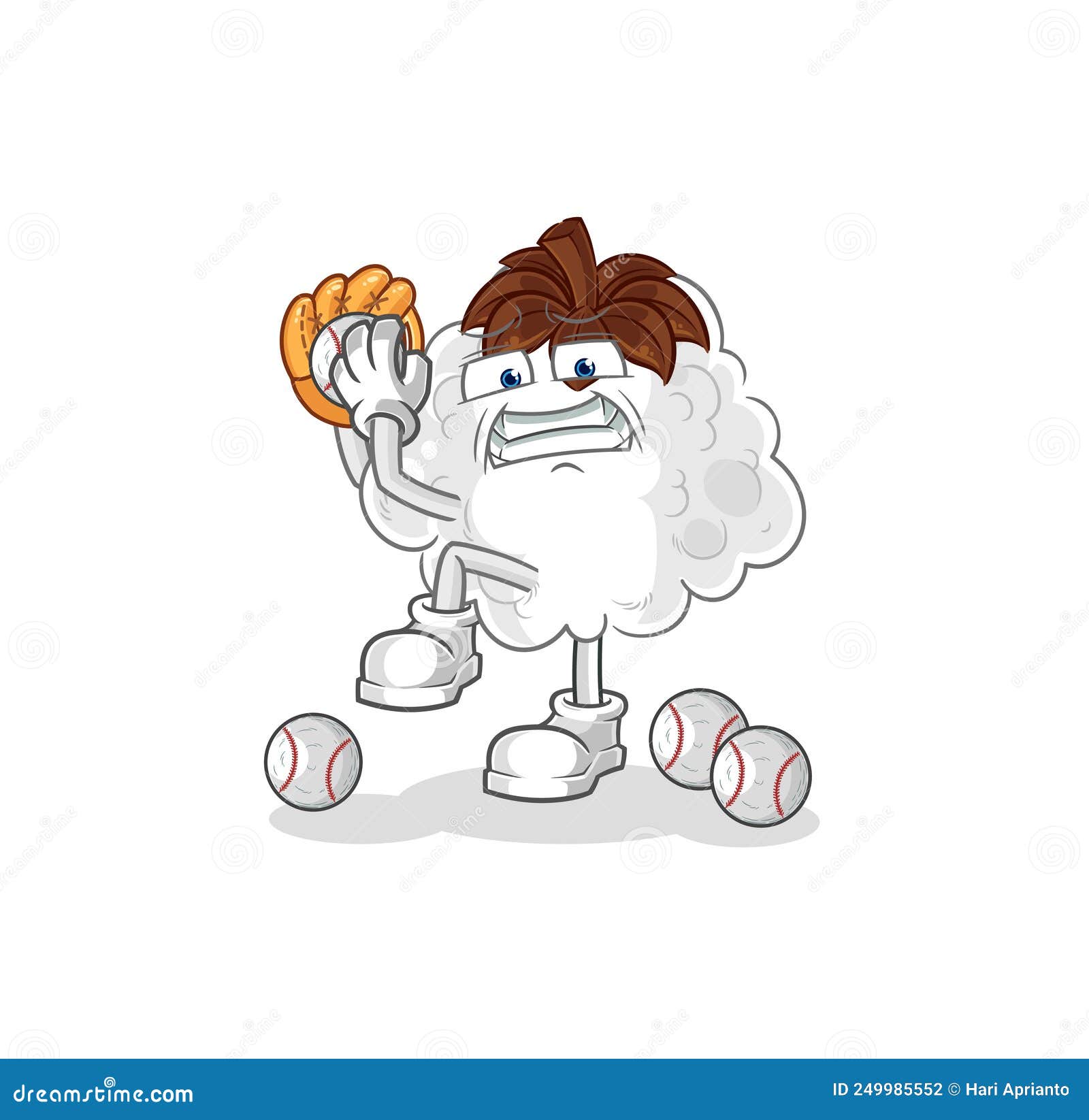 Cotton Baseball Pitcher Cartoon. Cartoon Mascot Vector Stock Vector ...