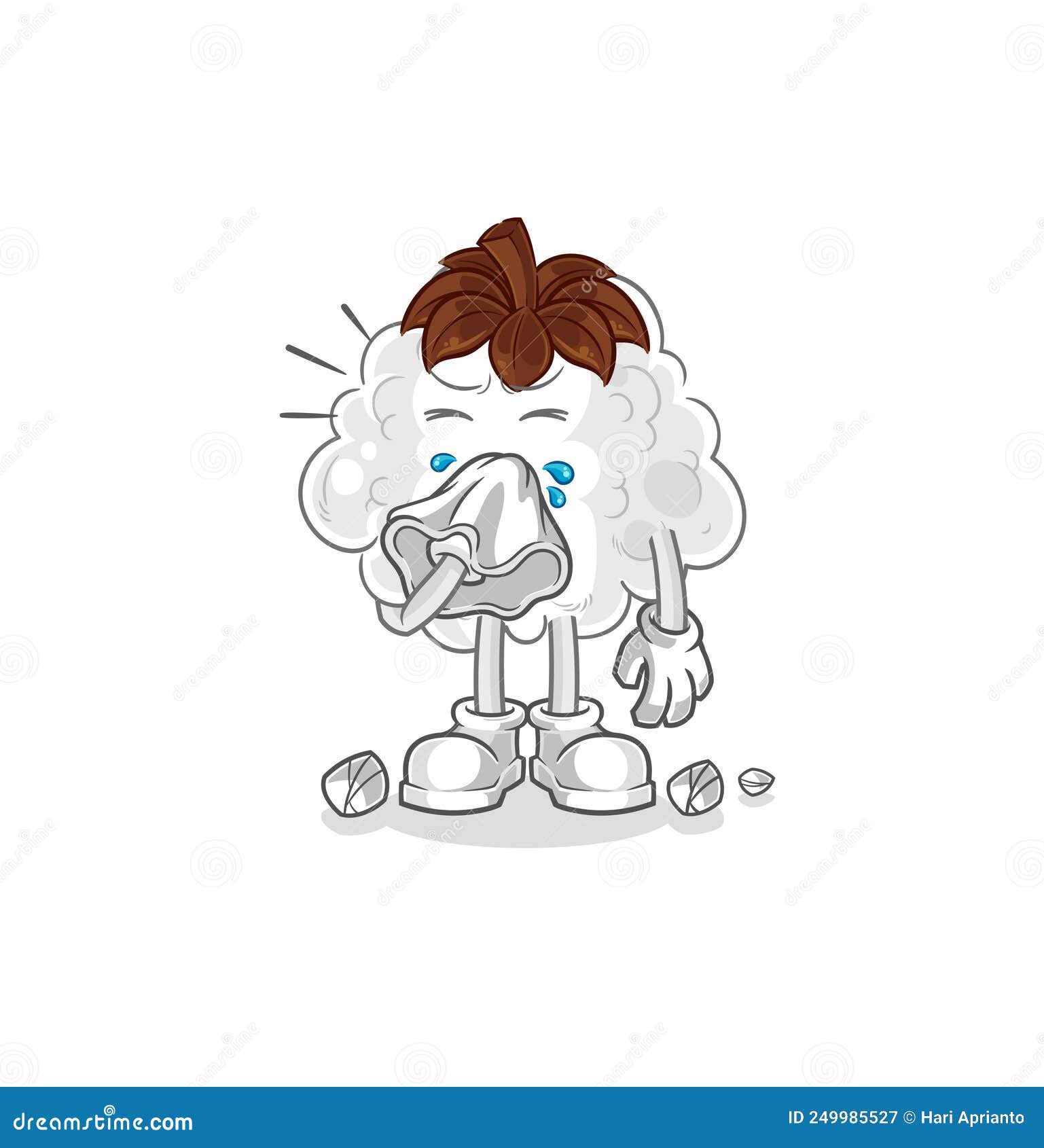 Cotton Blowing Nose Character. Cartoon Mascot Vector Stock Vector ...