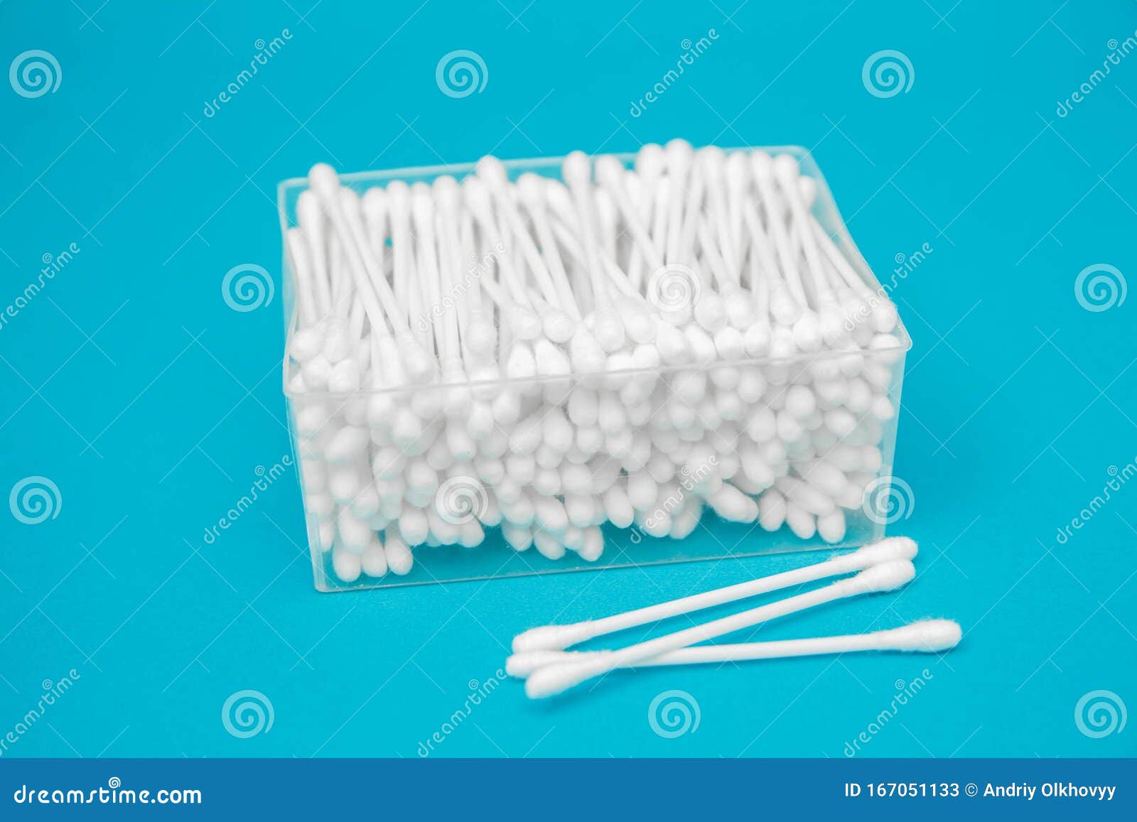 Cotton Buds in Plastic Transparent Rectangular Container and Several ...