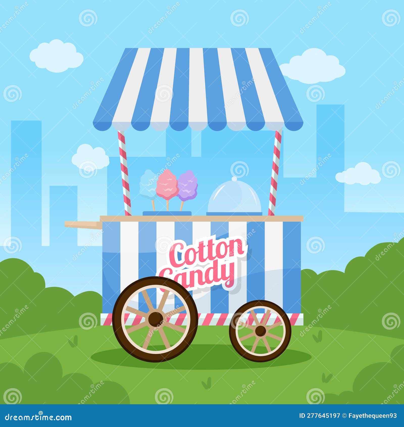 Cotton Candy Cart in the Park. Stock Vector - Illustration of games ...