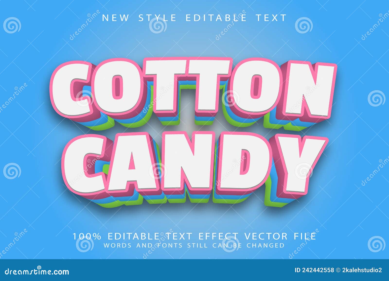Cotton Candy Editable Text Effect Emboss Modern Style Stock Vector ...
