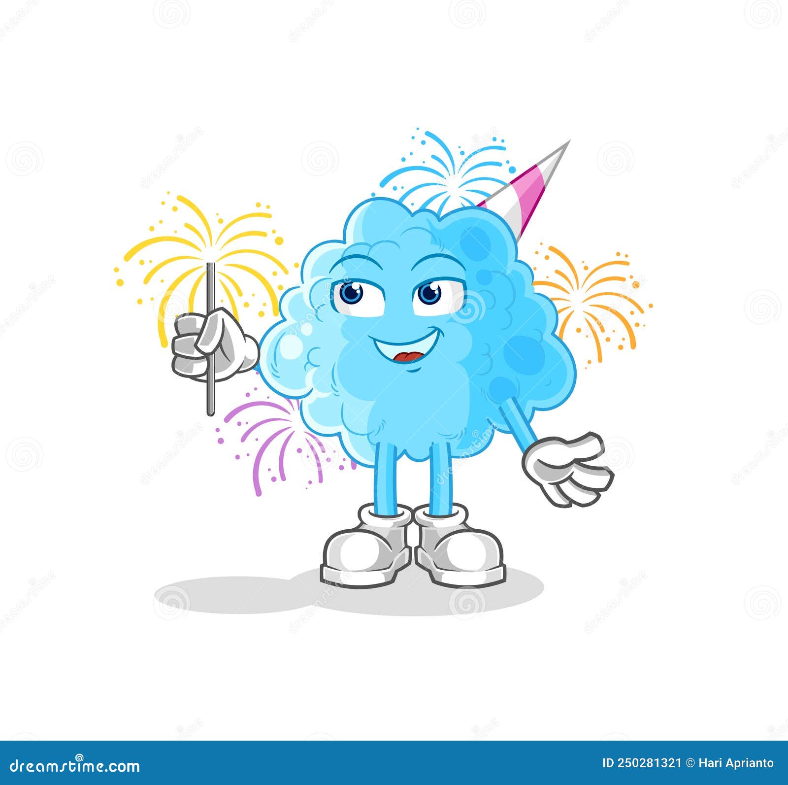 Cotton Candy with Fireworks Mascot. Cartoon Vector Stock Vector ...