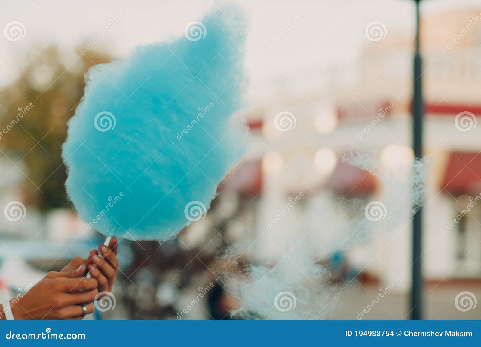 Cotton Candy Floss Machine Making Blue Candyfloss Outdoor Stock Photo ...