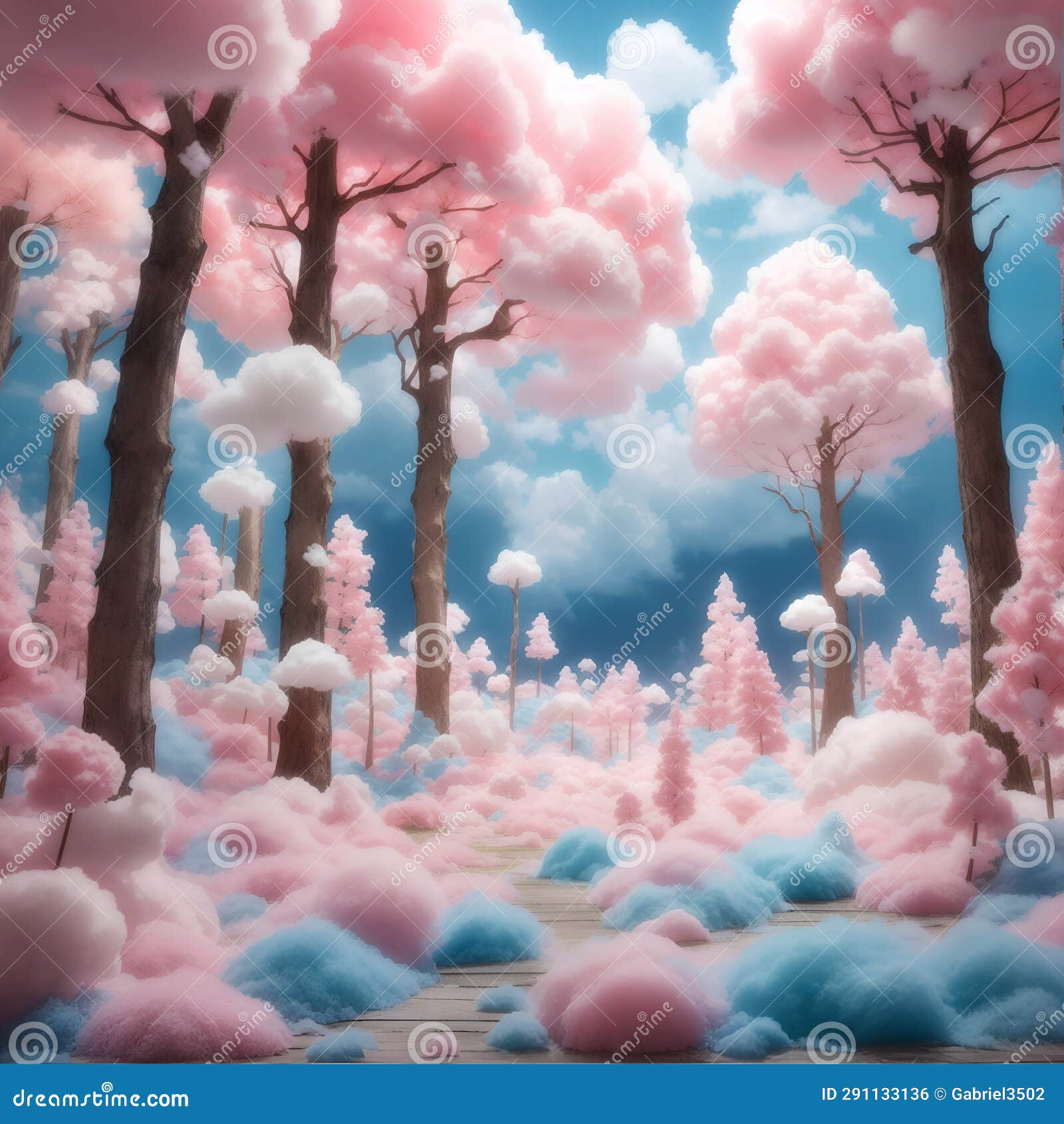 Cotton Candy Forest. Sweet Forest Landscape. Stock Illustration ...