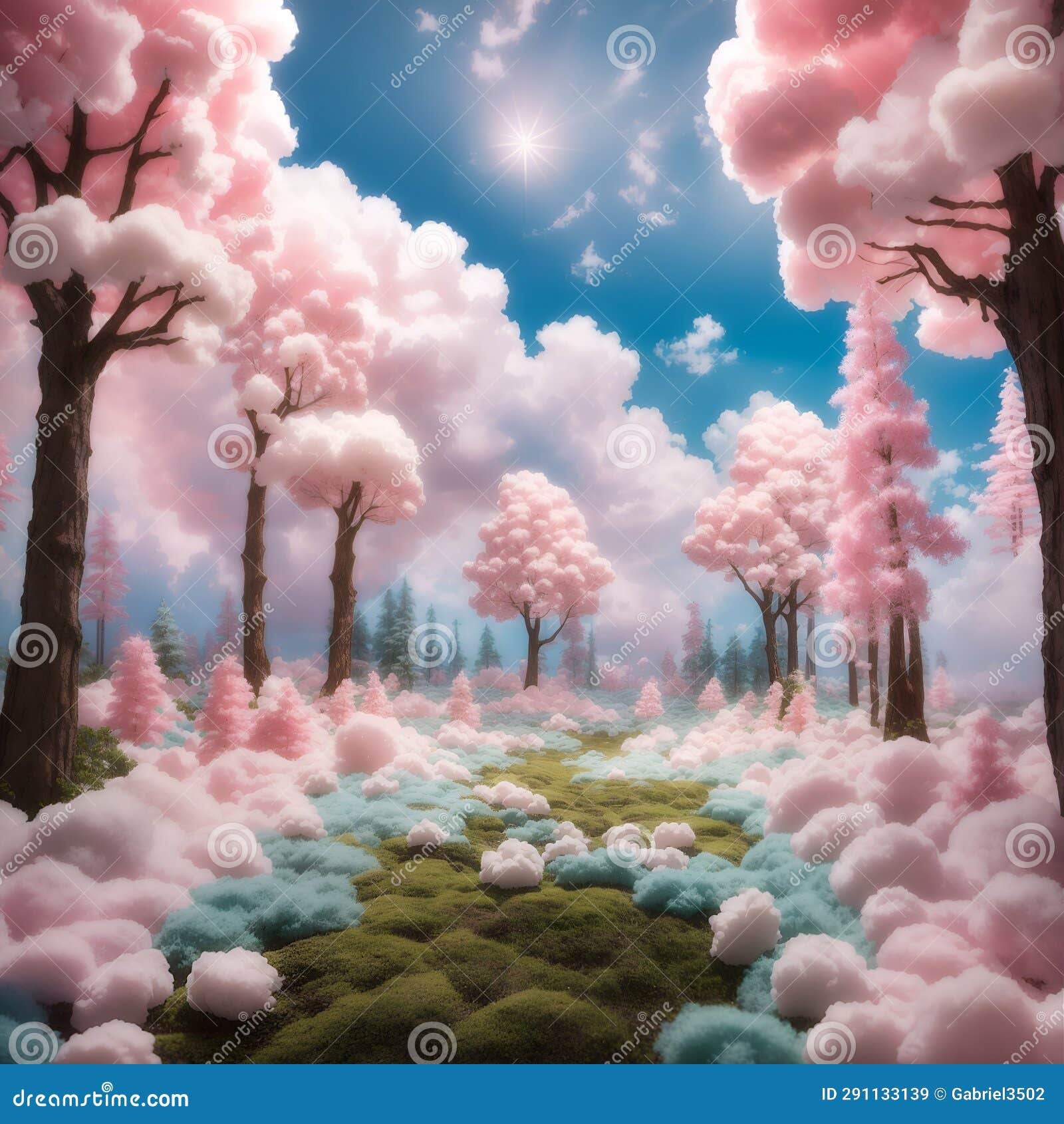 Cotton Candy Forest. Sweet Forest Landscape. Stock Illustration ...