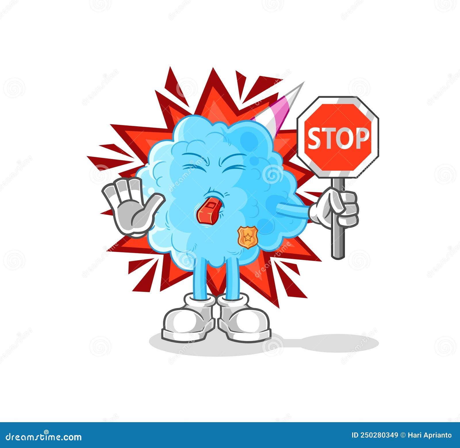 Cotton Candy Holding Stop Sign. Cartoon Mascot Vector Stock Vector ...