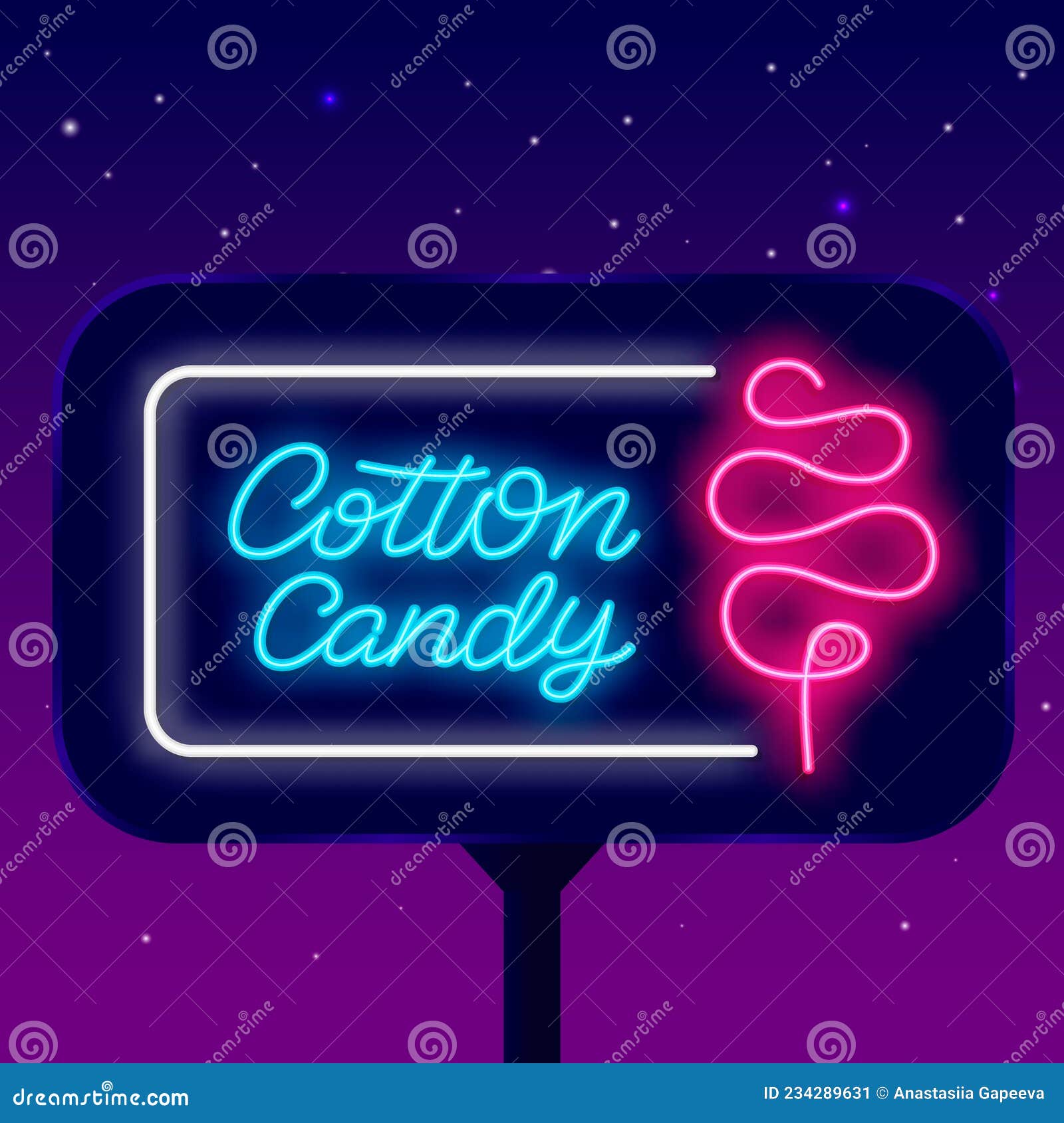 Cotton Candy Neon Lettering Billboard Sweet Shop Logo Cake Store