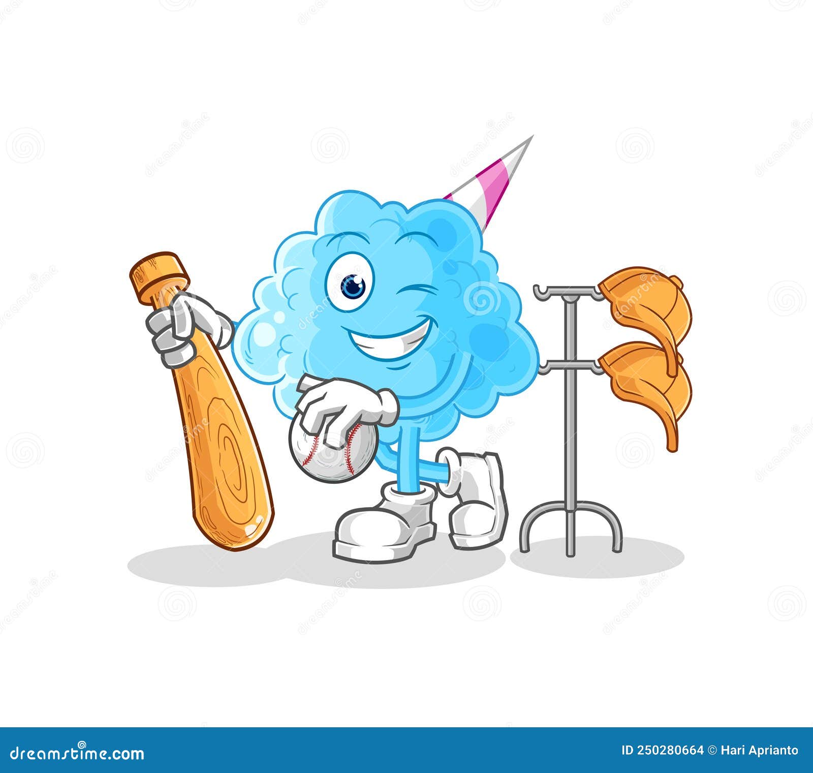 Cotton Candy Playing Baseball Mascot. Cartoon Vector Stock Vector ...