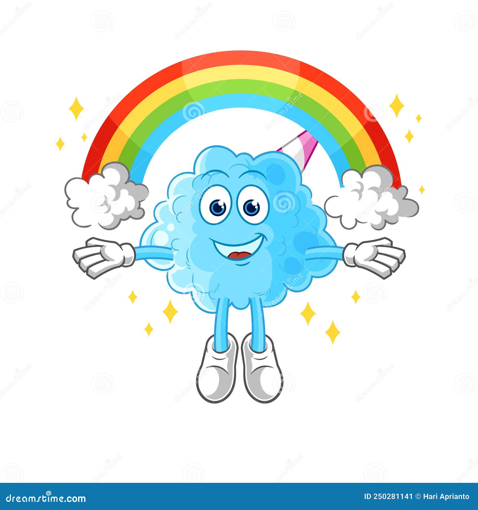 Cotton Candy with a Rainbow. Cartoon Vector Stock Vector - Illustration ...