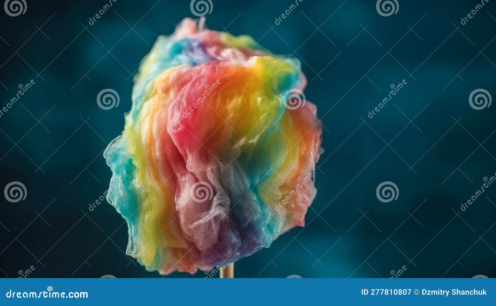 Cotton Candy on a Stick Decorated with a Rainbow Generative AI Stock ...