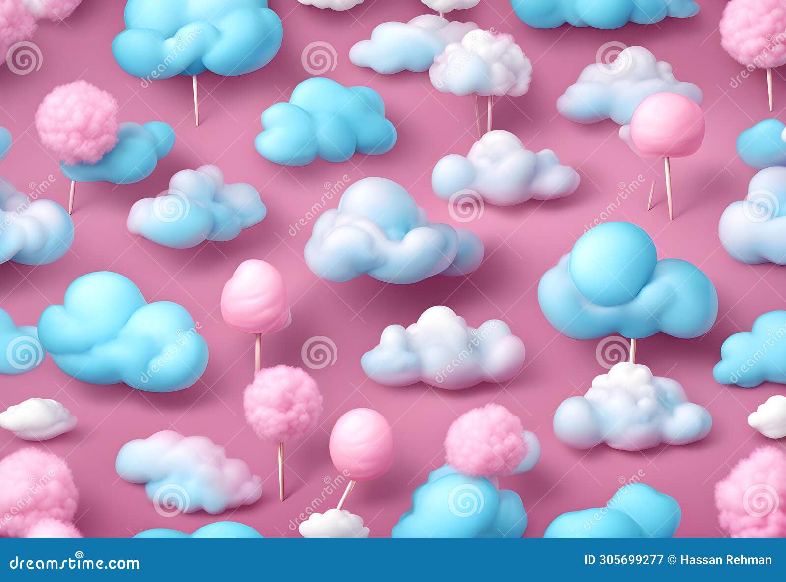 Cotton Candy. Sugar Clouds 3d Vector Icon Set Stock Illustration ...