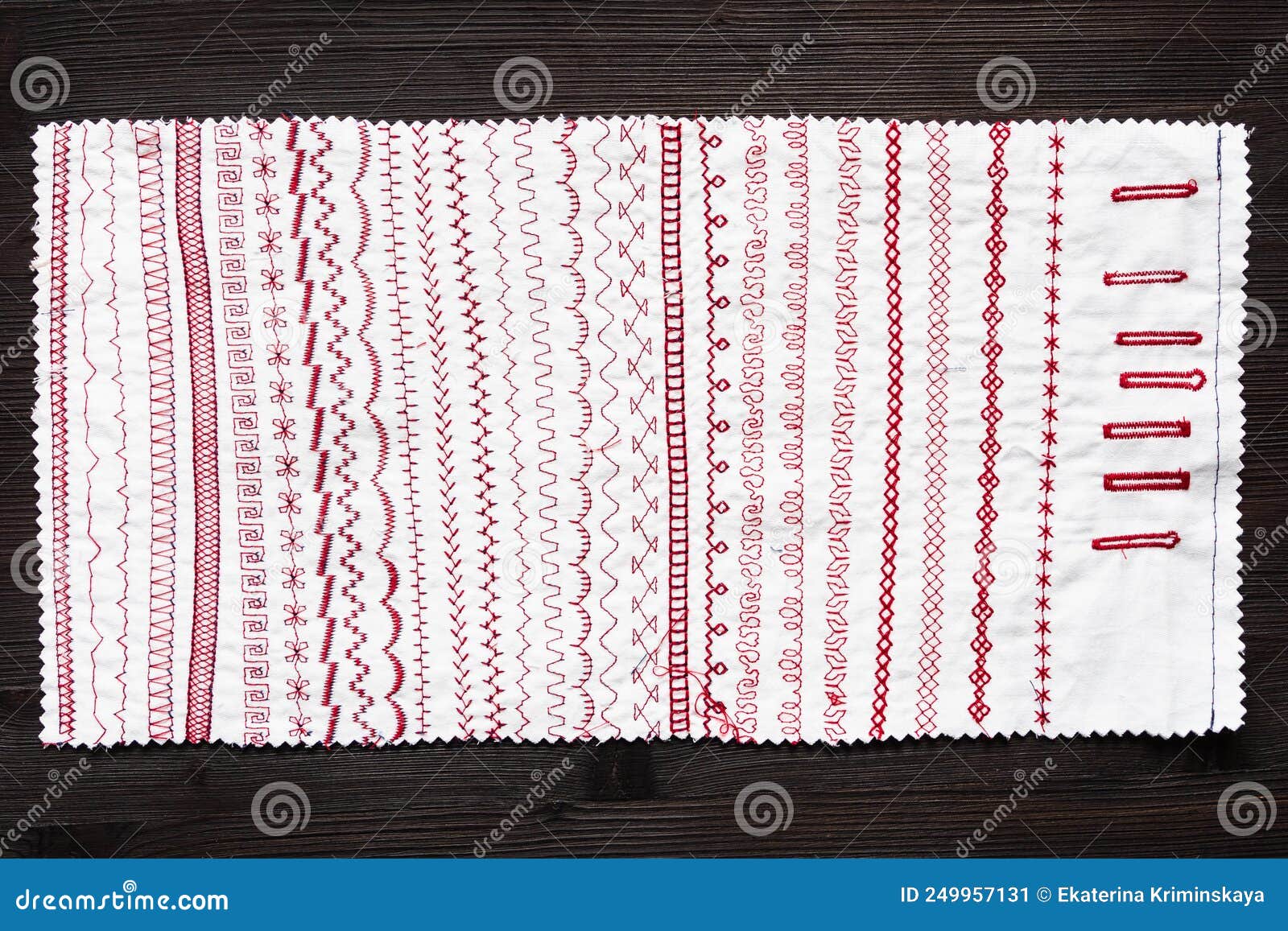 Cotton Cloth with Sewing Machine Stitch Patterns Stock Image - Image of ...