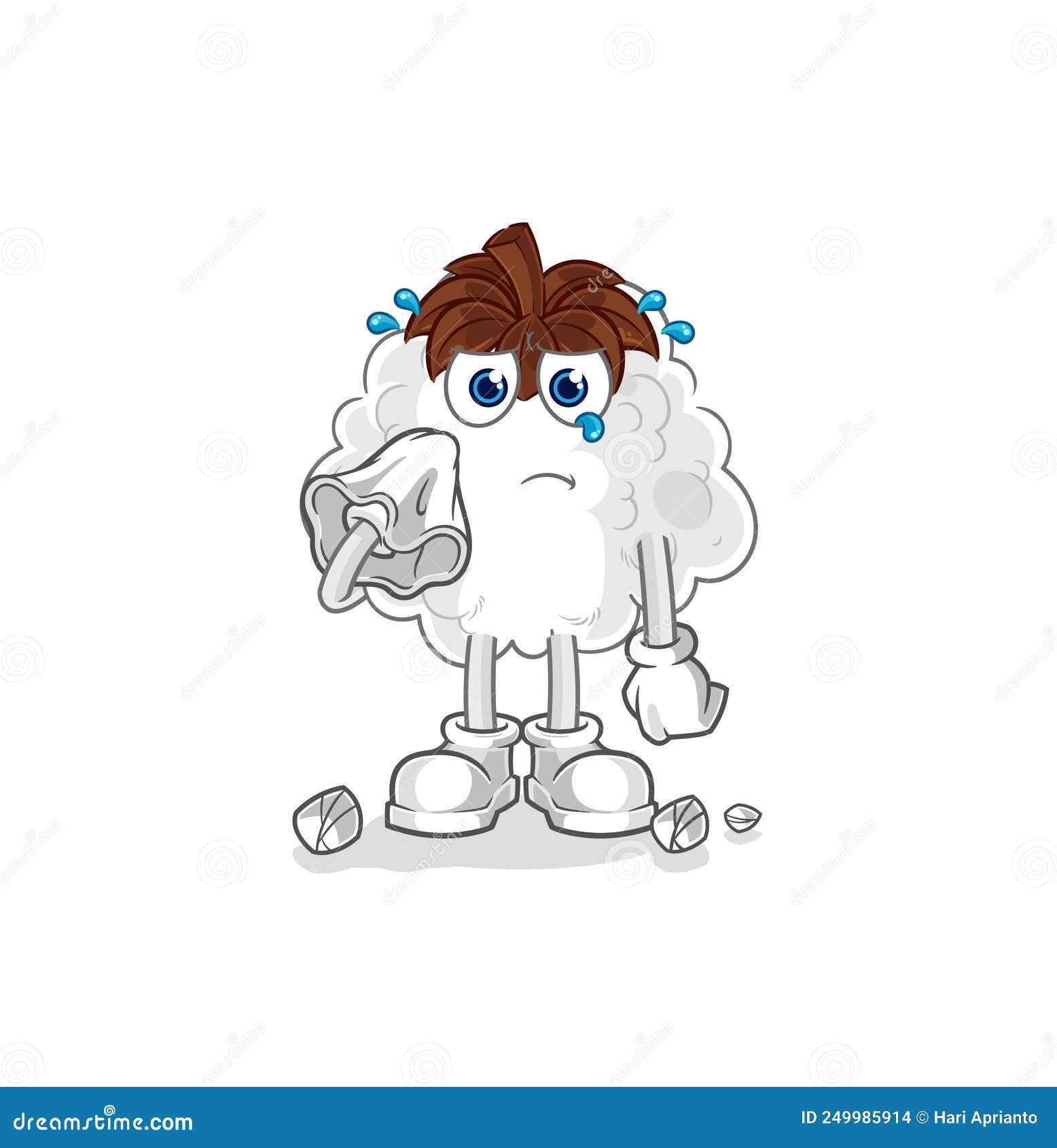 Cotton Cry with a Tissue. Cartoon Mascot Vector Stock Vector ...