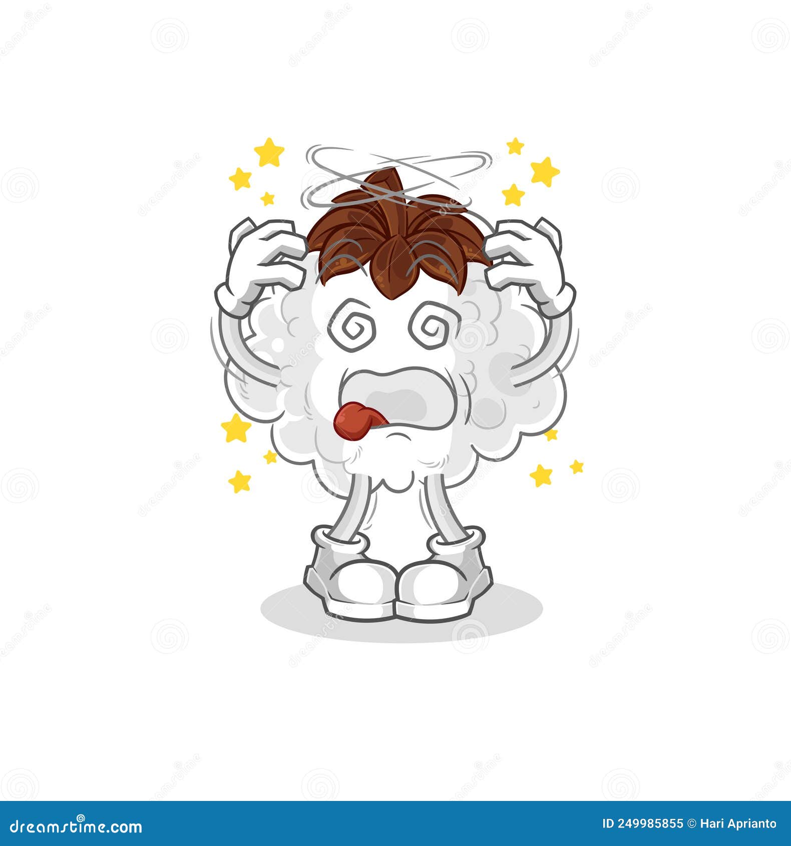 Cotton Dizzy Head Mascot. Cartoon Vector Stock Vector - Illustration of ...