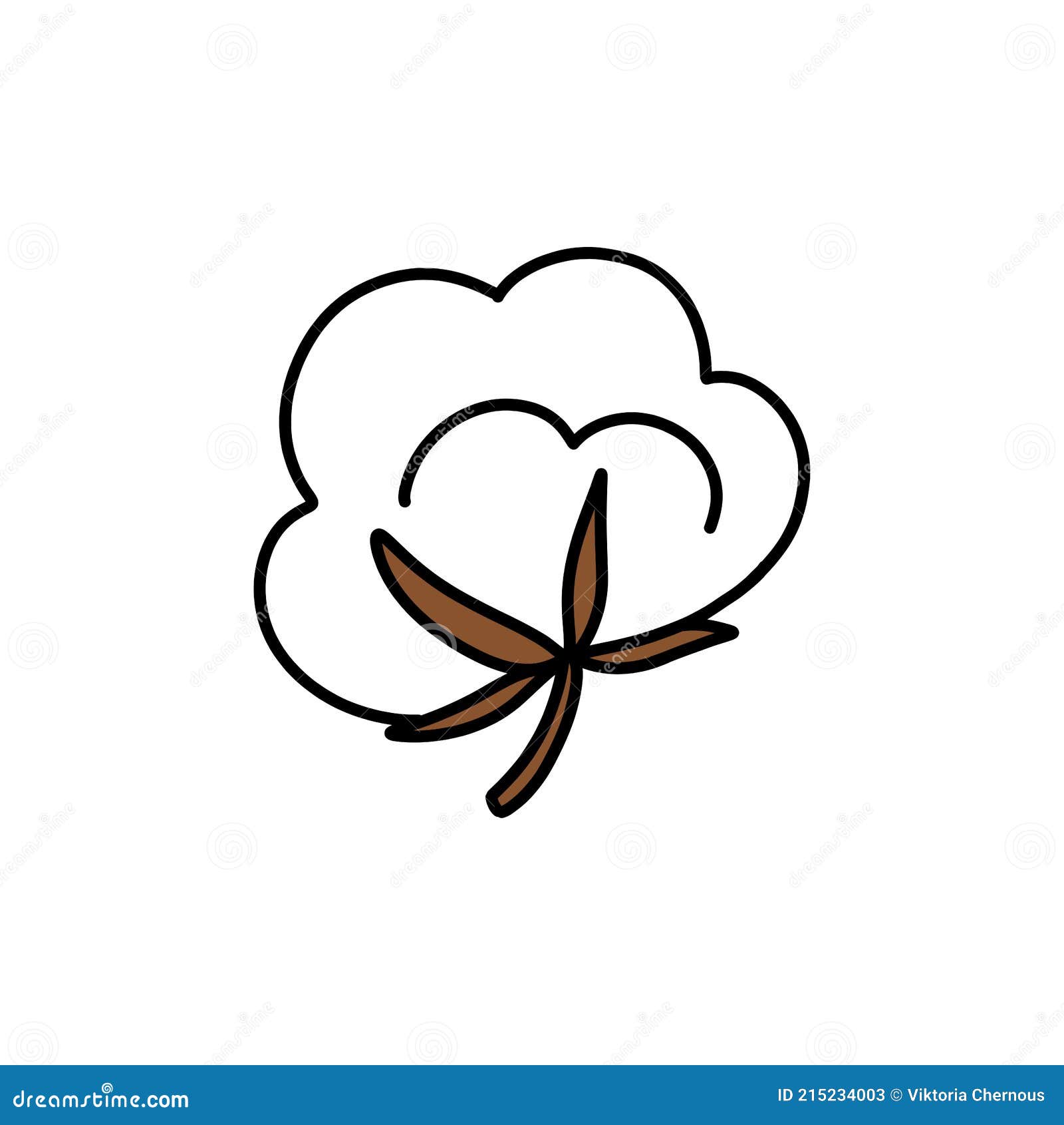 Cotton Doodle Icon, Vector Color Line Illustration Stock Vector ...